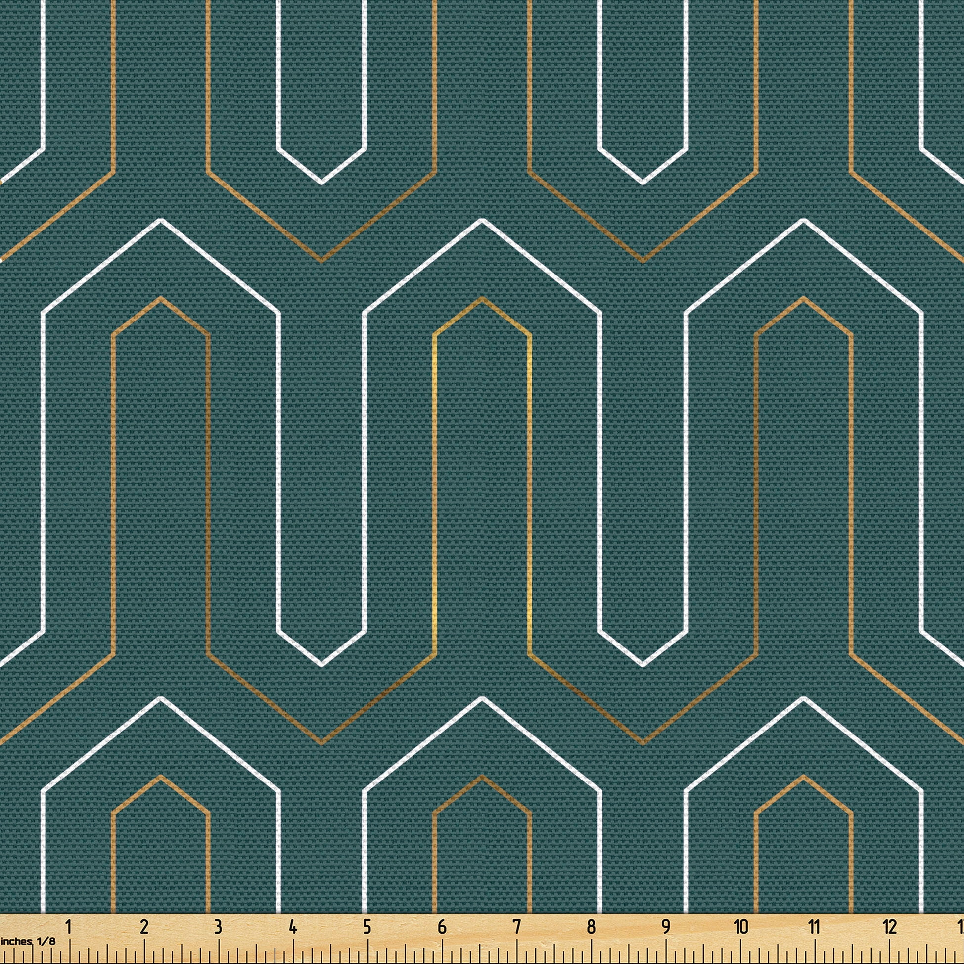 Ambesonne Geometric Fabric by the Yard Upholstery, Abstract Waving ...
