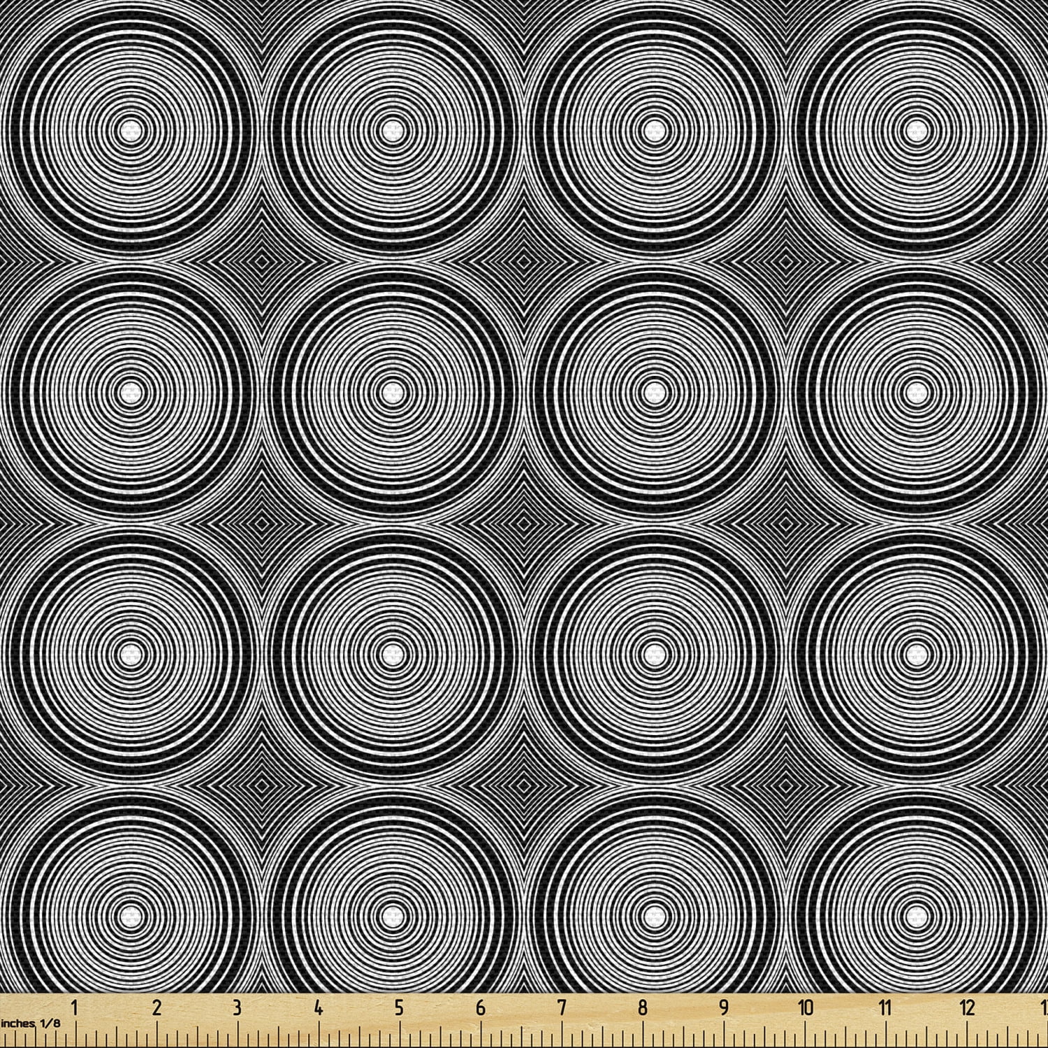 Ambesonne Geometric Fabric by the Yard Upholstery, Circled Radial ...