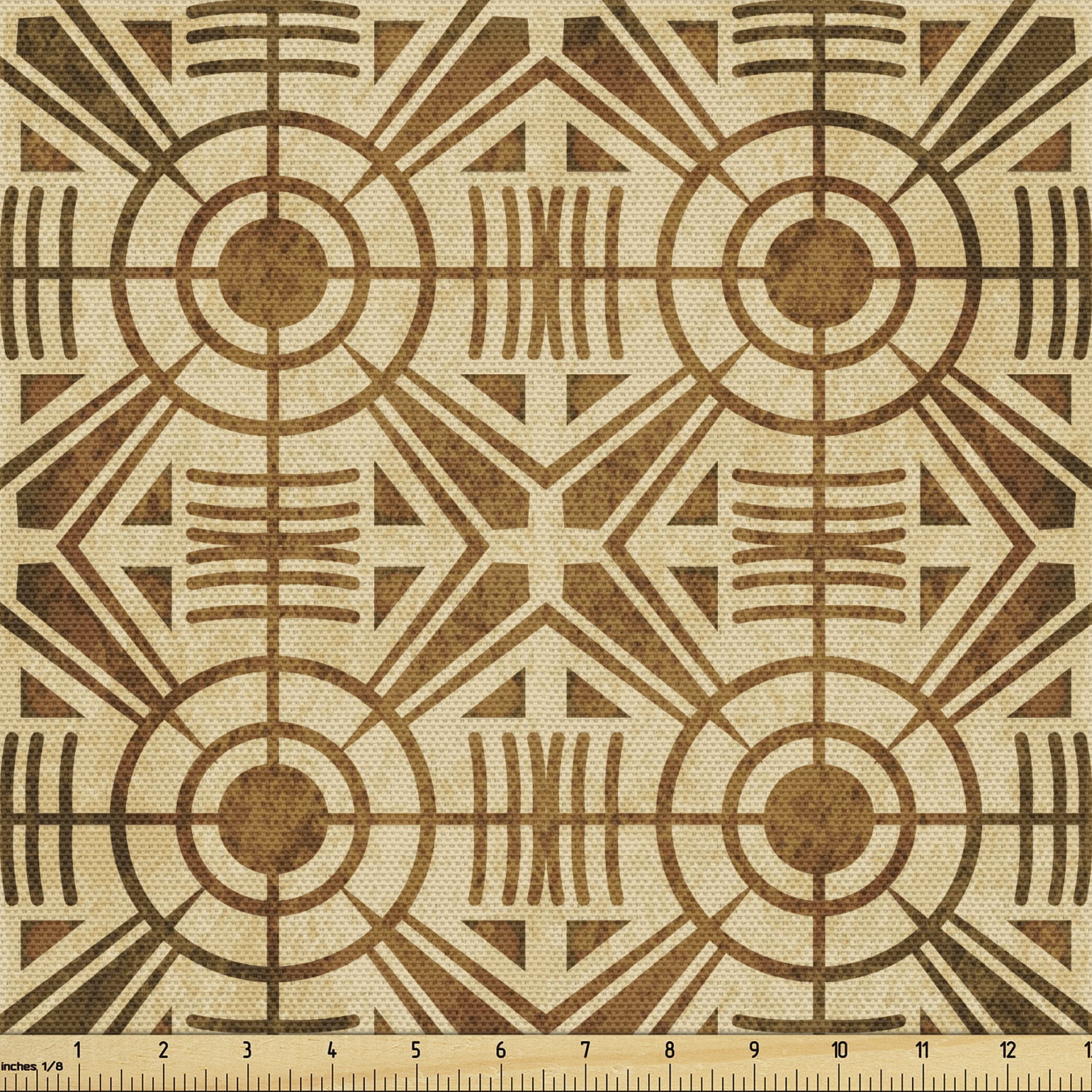 Ambesonne Geometric Fabric by the Yard Upholstery, Circles Radial Lines ...