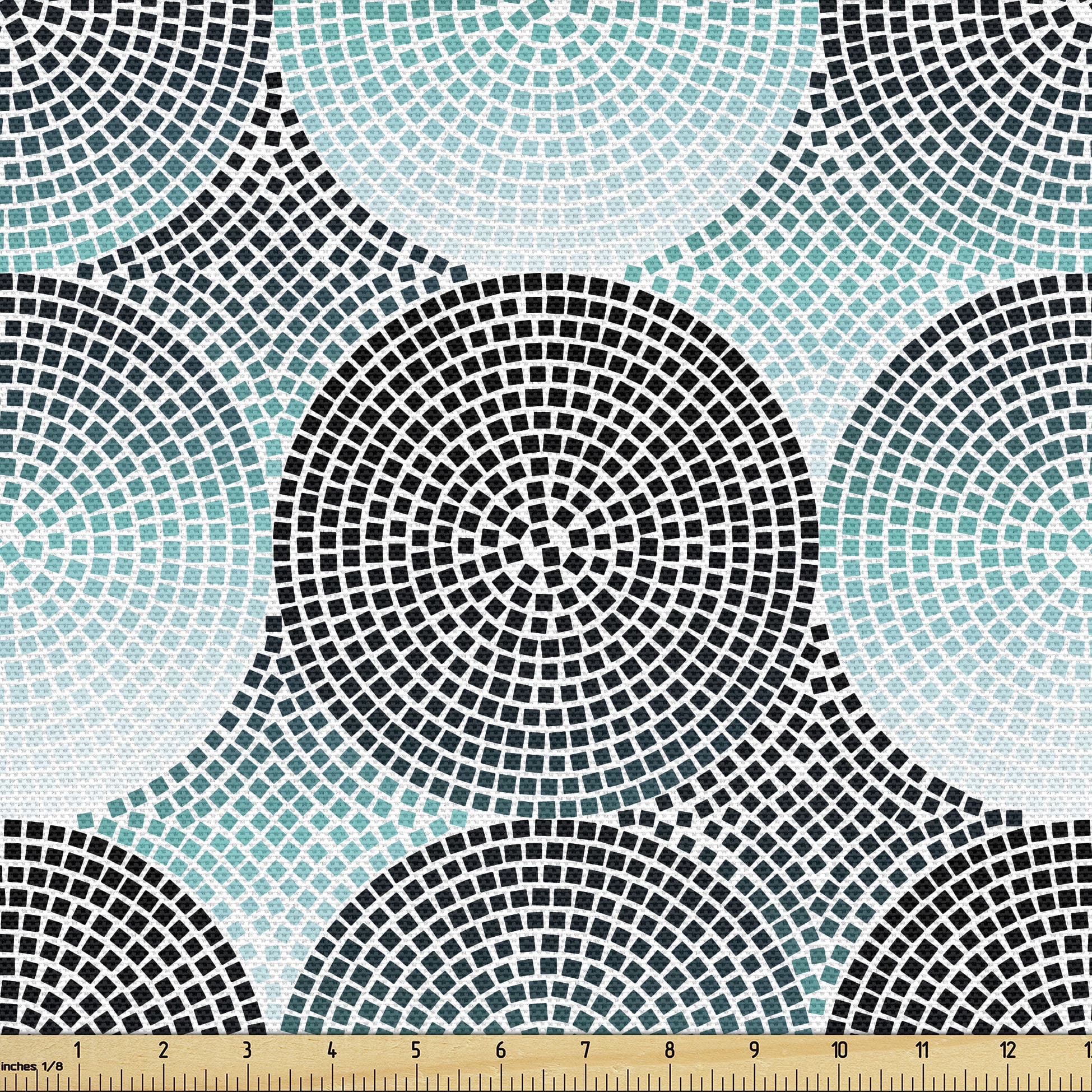 Ambesonne Geometric Fabric by the Yard Upholstery, Circular Formed ...