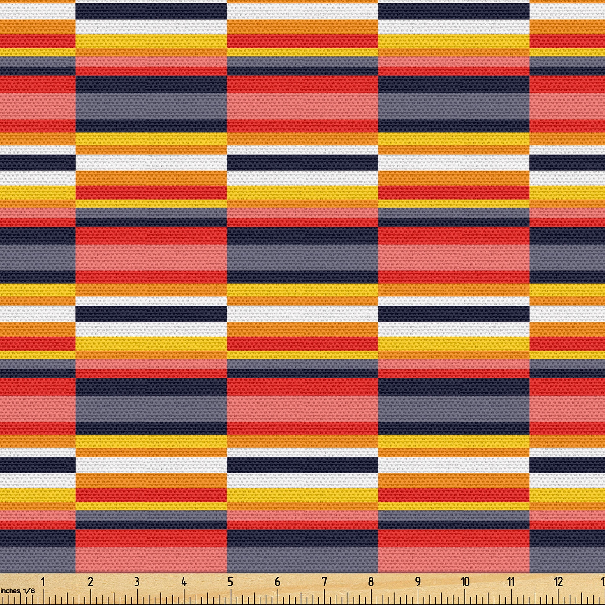 Ambesonne Geometric Fabric by the Yard Upholstery, Colorful Horizontal ...