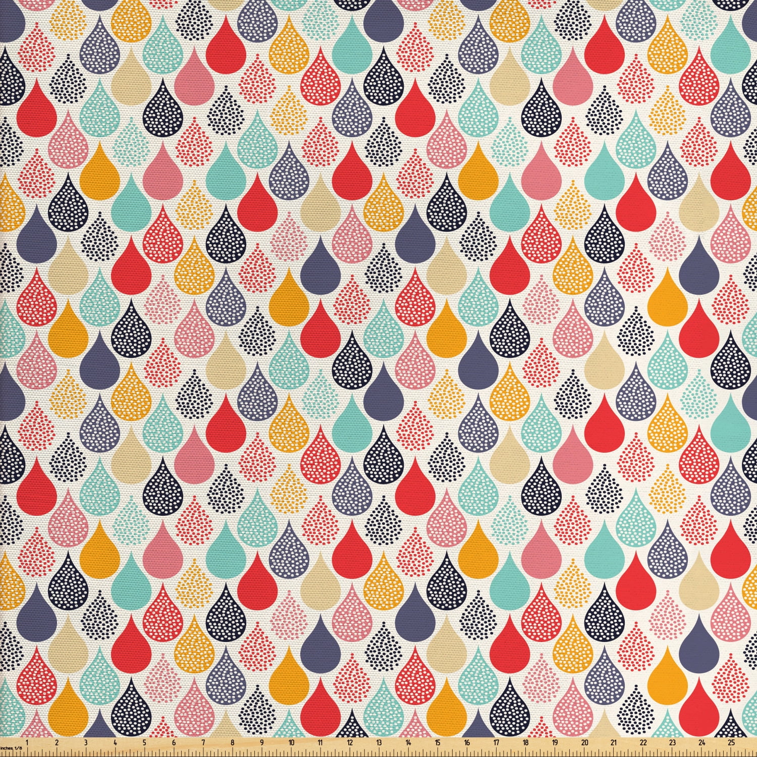 Ambesonne Geometric Fabric by the Yard Upholstery, Doodle Rainbow Style ...