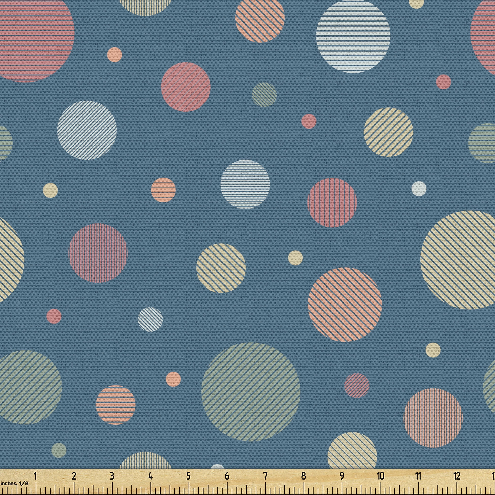 Ambesonne Geometric Fabric by the Yard Upholstery, Horizontal Striped ...