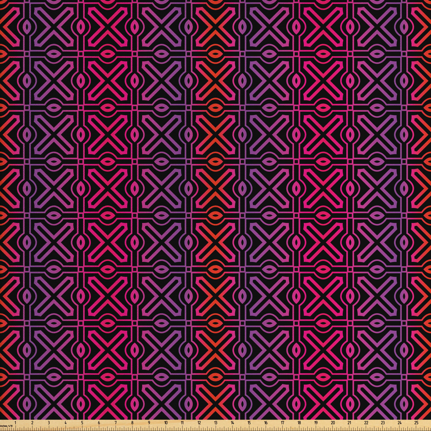 Ambesonne Geometric Fabric by the Yard Upholstery, Psychedelic Grid ...