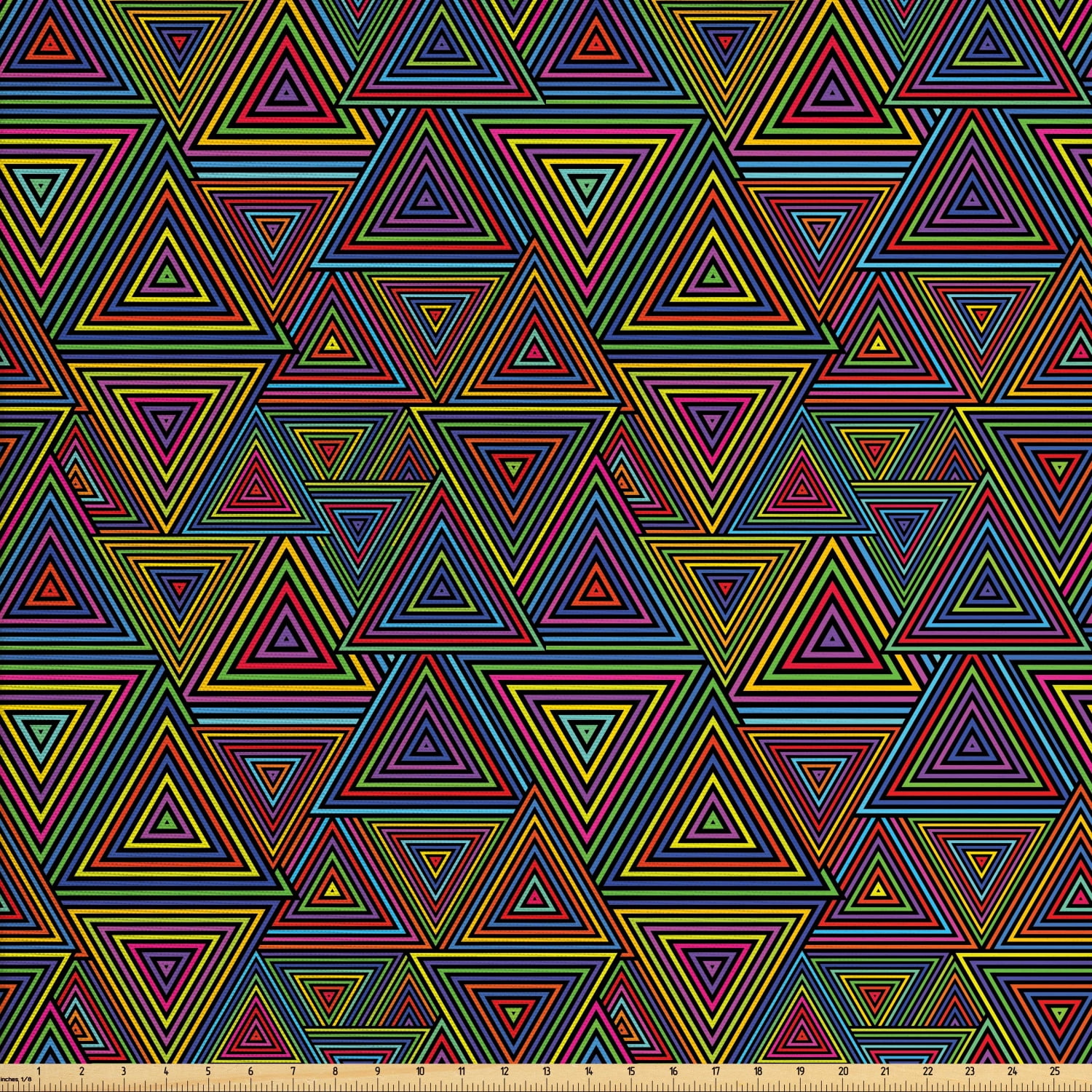 Ambesonne Geometric Fabric by the Yard Upholstery, Rainbow Colors ...