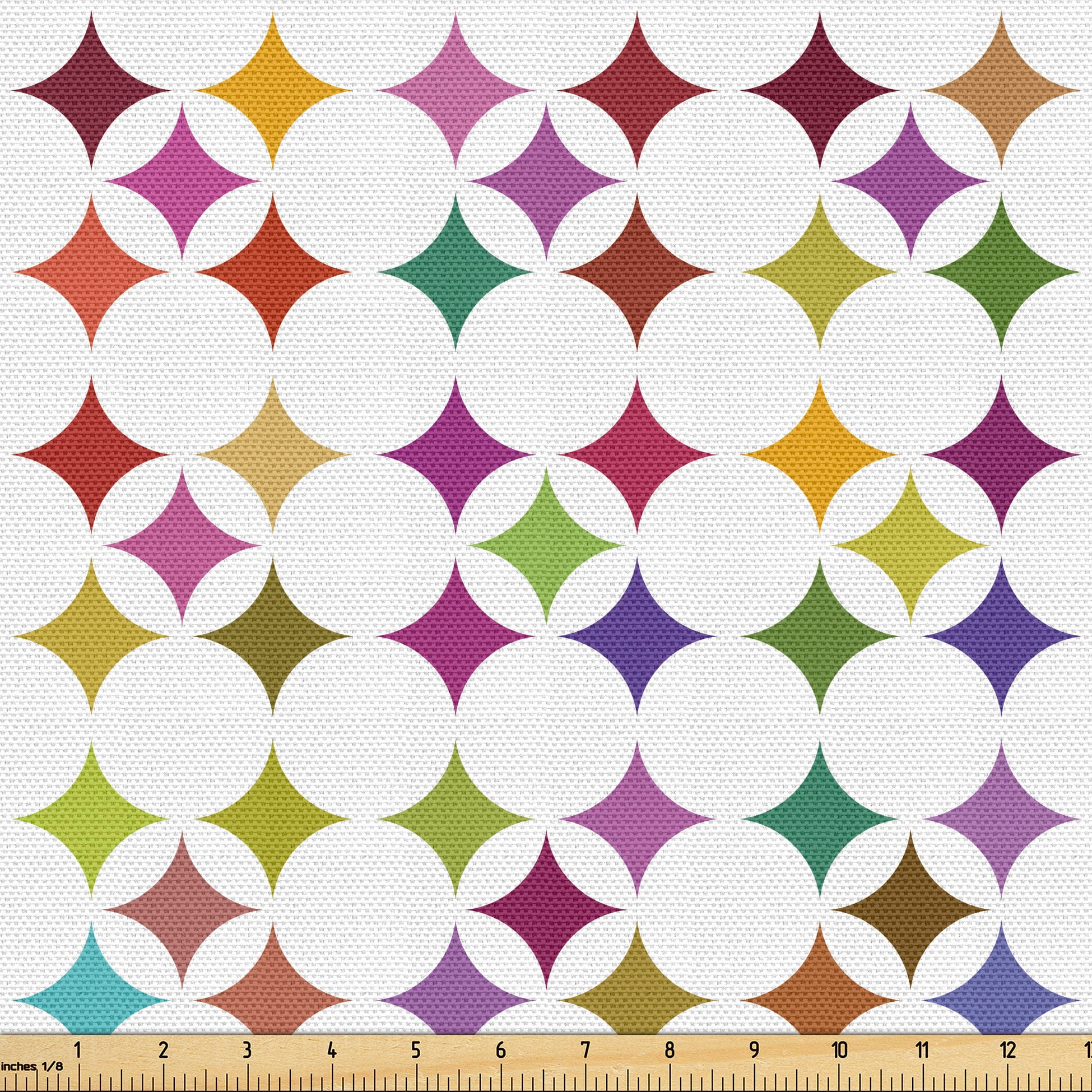 Ambesonne Geometric Fabric by the Yard Upholstery, Star-Like Pattern ...