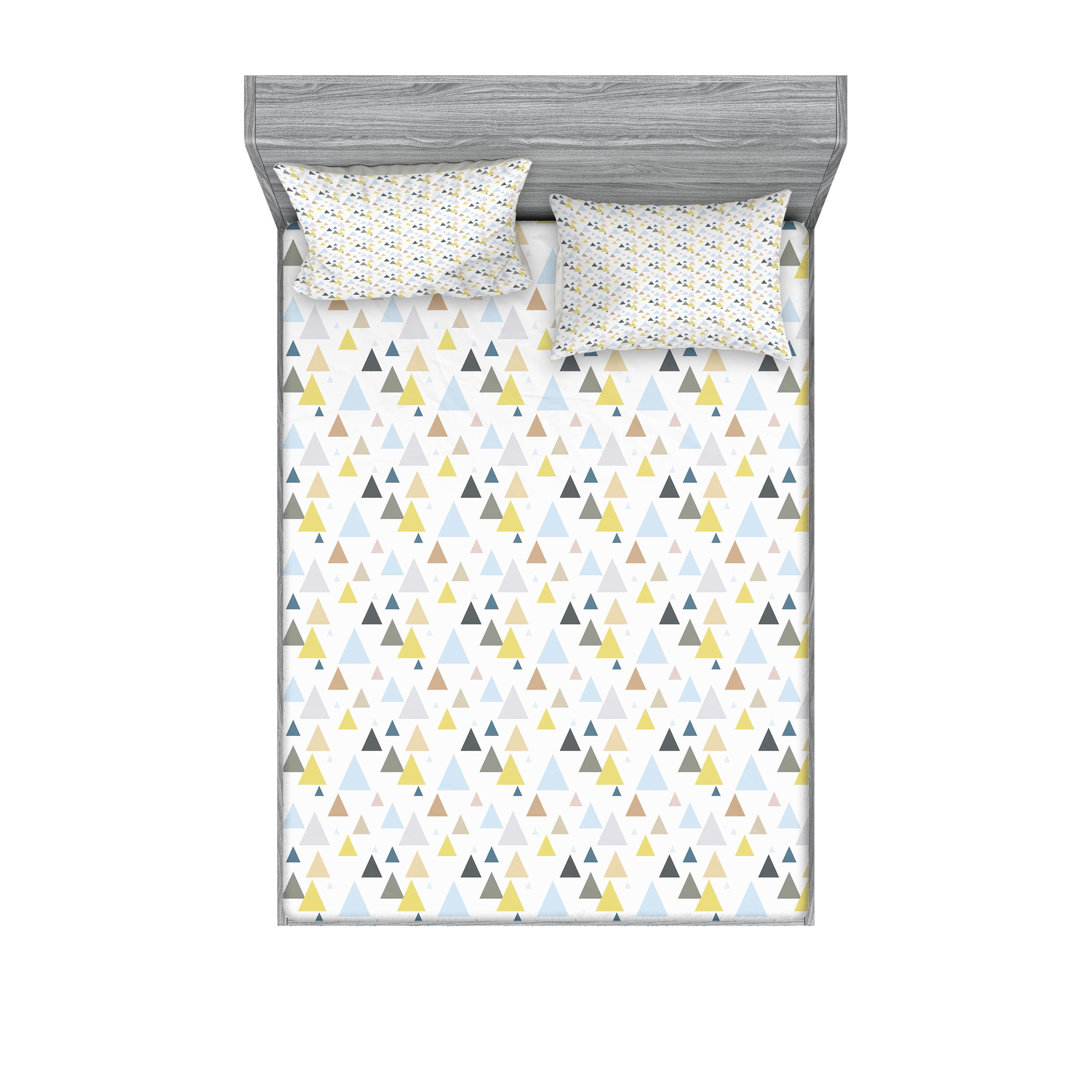 Ambesonne Geometric Fitted Sheet & Pillow Sham Set, Scandinavian ...