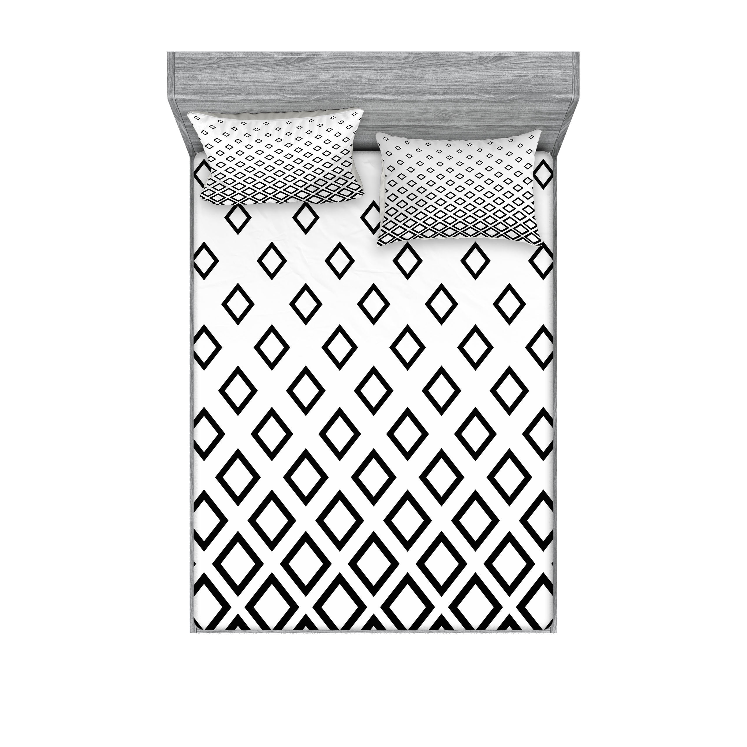 Ambesonne Geometric Fitted Sheet & Pillow Sham Set, Square Pattern Art ...