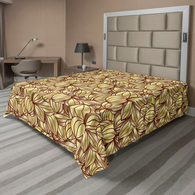 Ambesonne Geometric Flat Bedding Sheet Soft Top Sheet, Gold Dots Lines ...