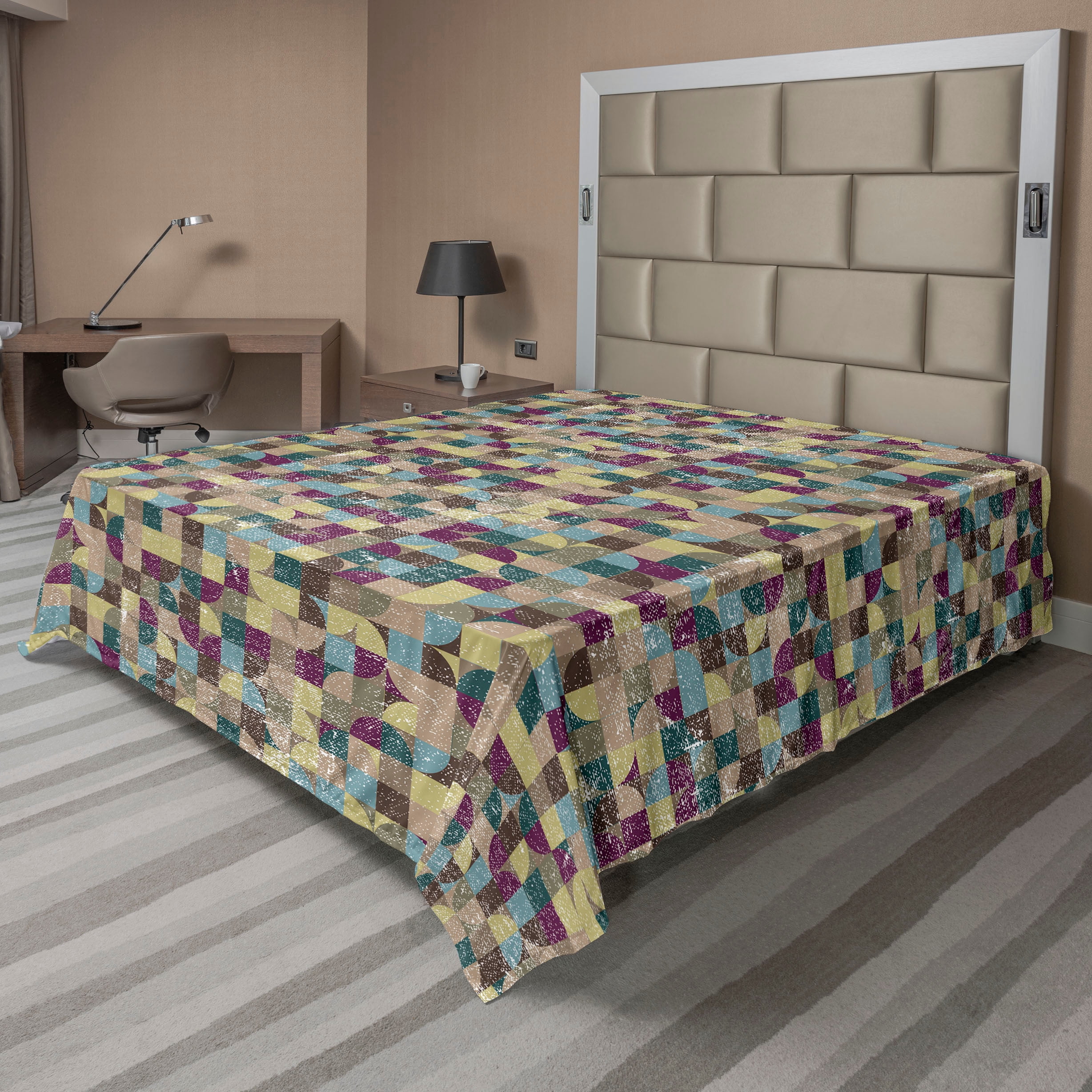 Ambesonne Geometric Flat Bedding Sheet Soft Top Sheet, Surreal Quadrant ...