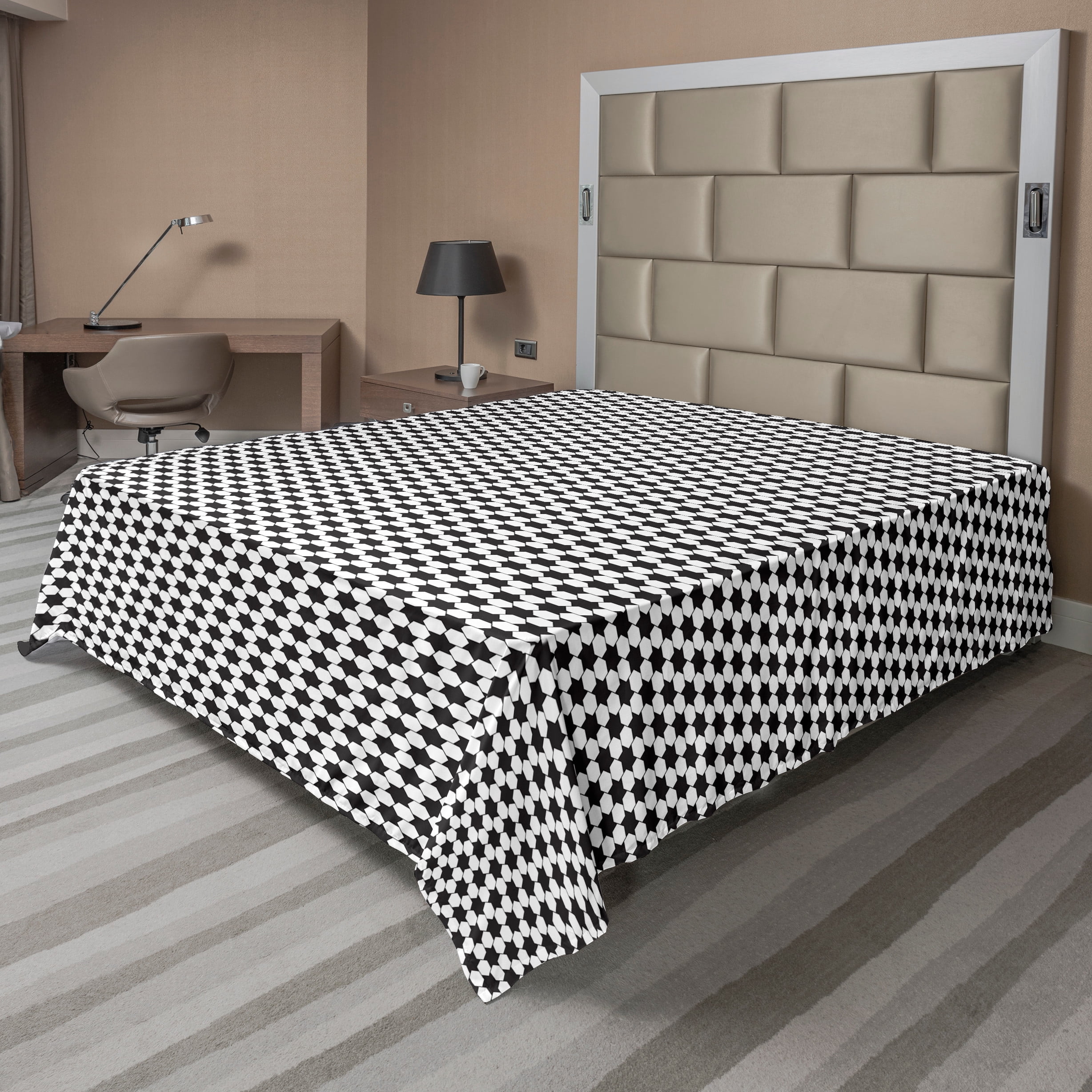 Ambesonne Geometric Flat Sheet, Abstract Hexagon Check, Full Size ...