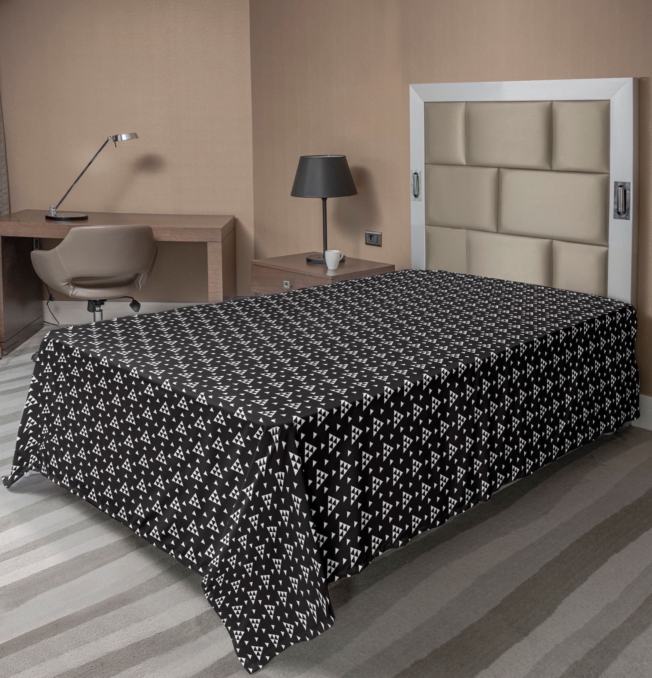 Ambesonne Geometric Flat Sheet, Repeating Tiny Triangles, Twin Size ...