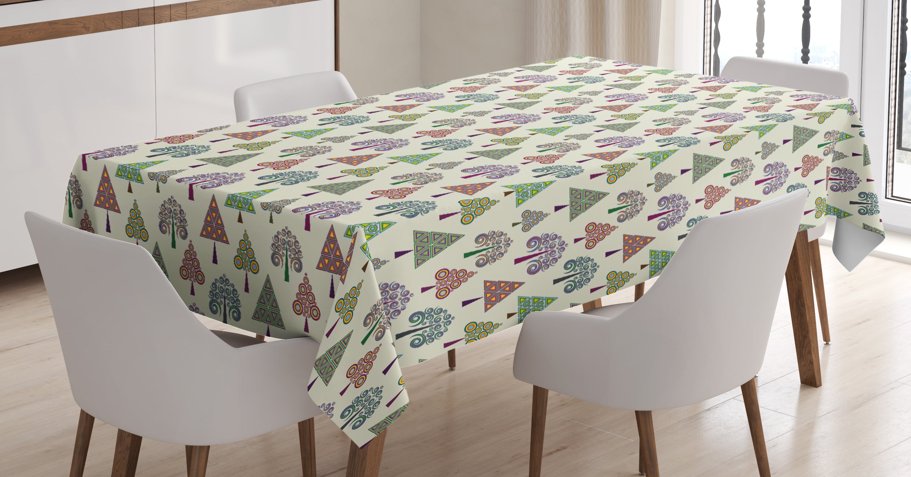 Ambesonne Geometric Forest Tablecloth Rectangular Table Cover, Triangle ...