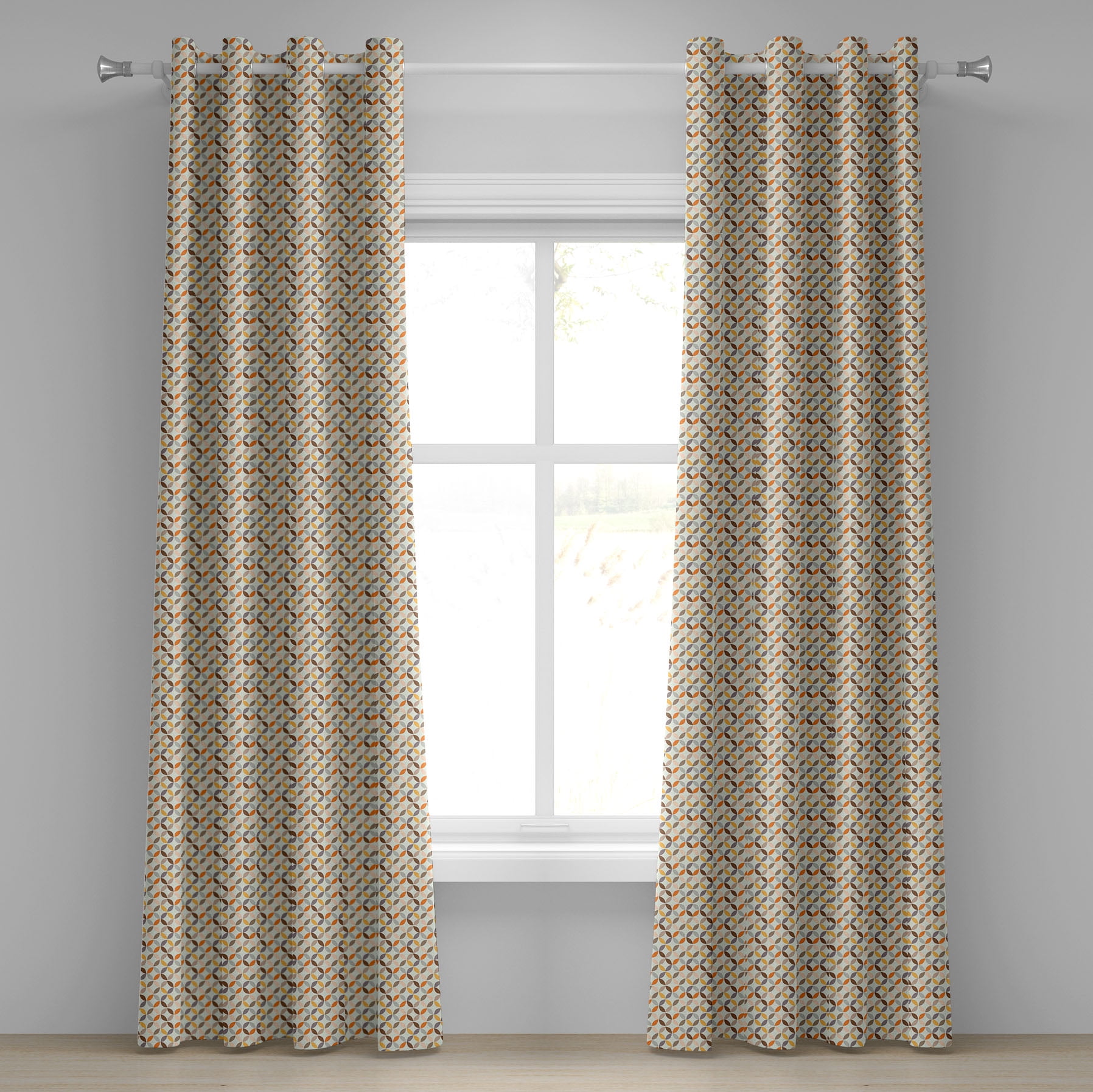 Ambesonne Geometric Grommet Curtain, Angled Cyclic Tile, 50" x 108 ...