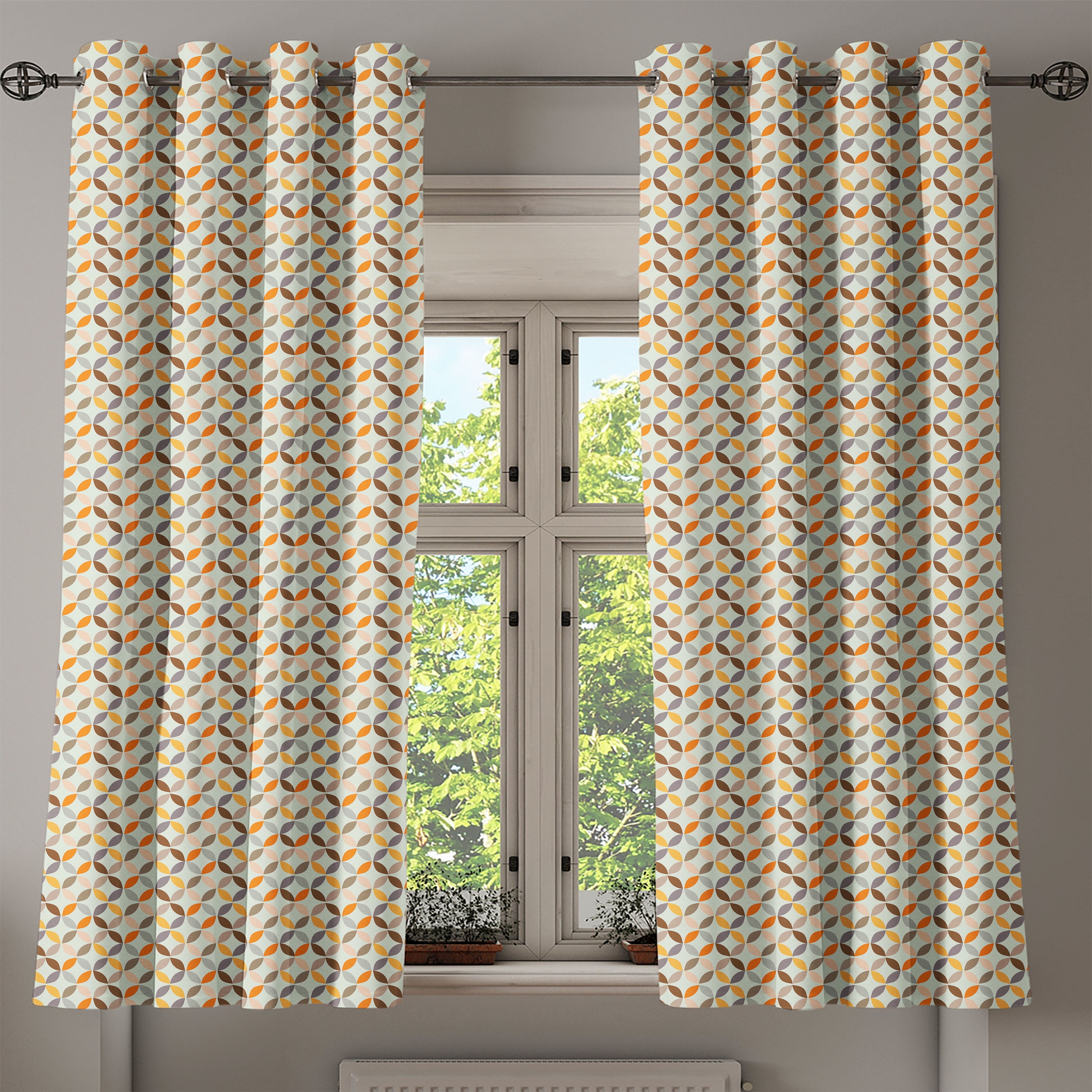 Ambesonne Geometric Grommet Curtain, Angled Cyclic Tile, 50" x 54 ...