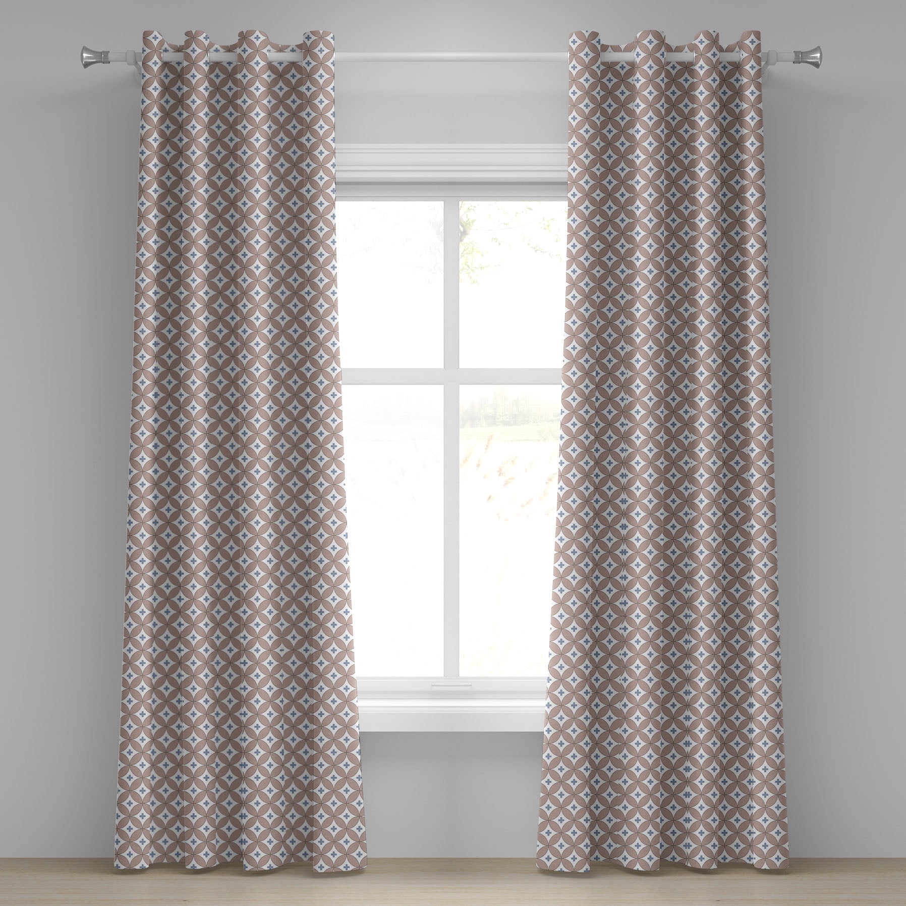 Ambesonne Geometric Grommet Curtain, Circles Plus Signs, 50" x 120 ...