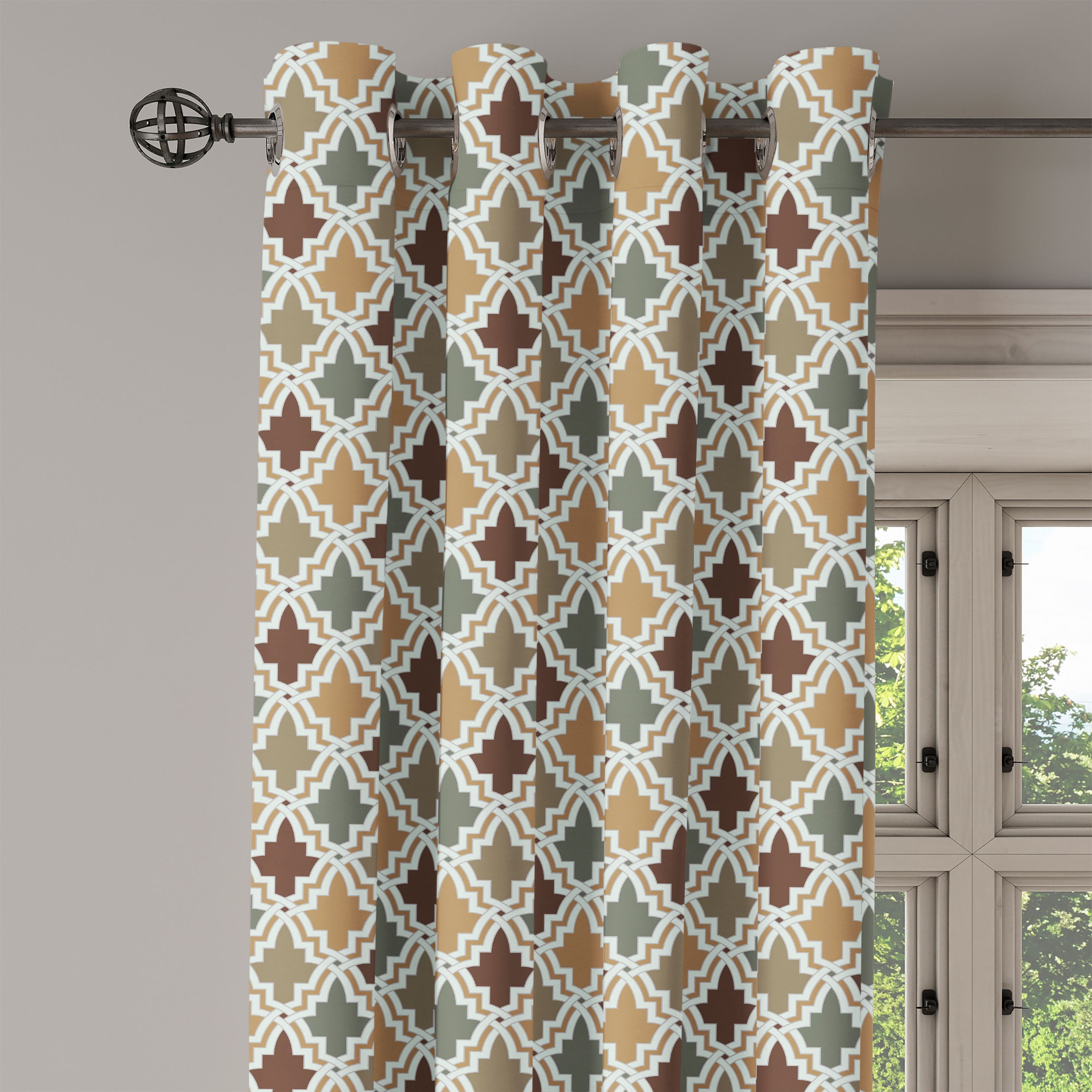 Ambesonne Geometric Grommet Curtain Single Panel, Eastern Look Mosaic ...