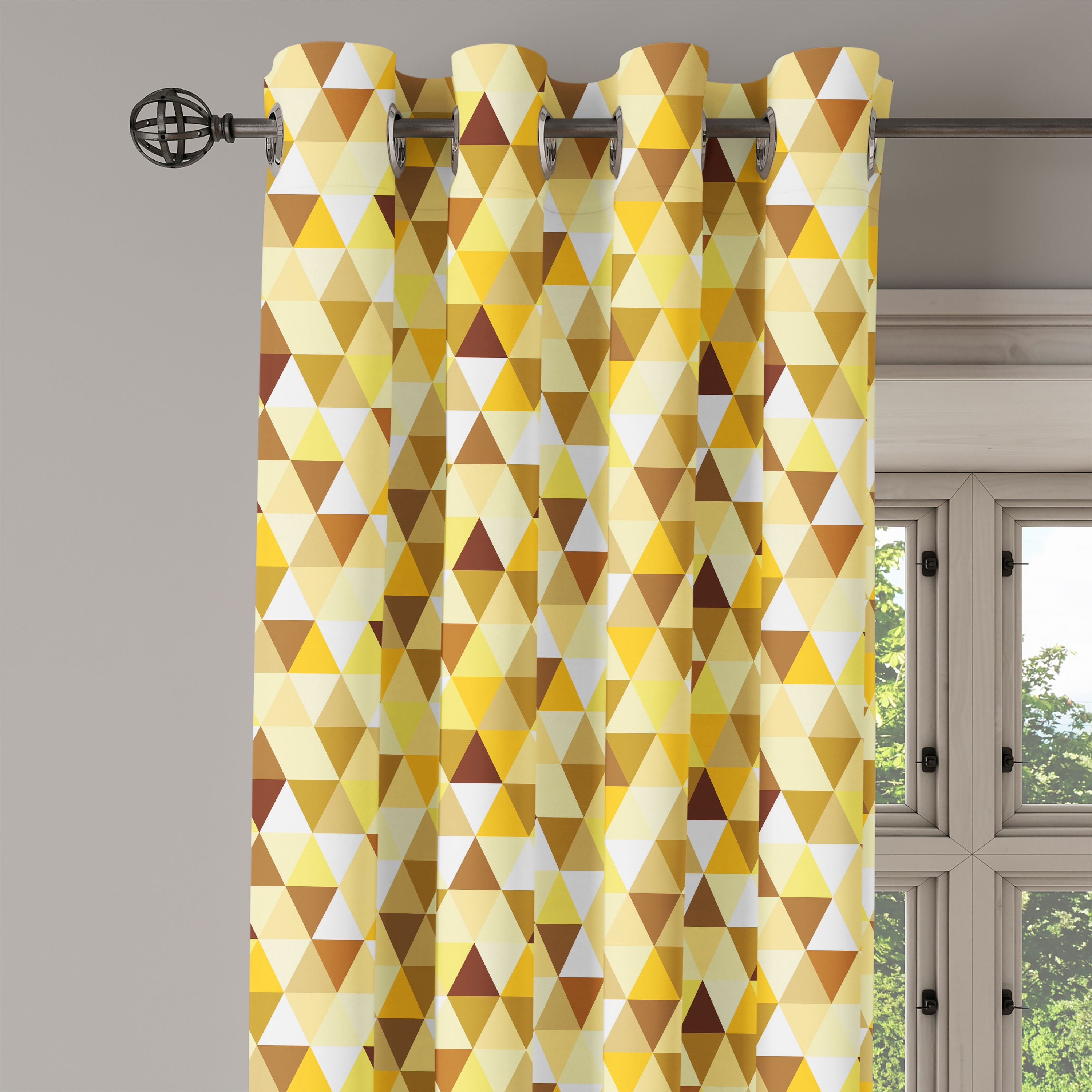 Ambesonne Geometric Grommet Curtain Single Panel, Funky Vivid Triangles ...