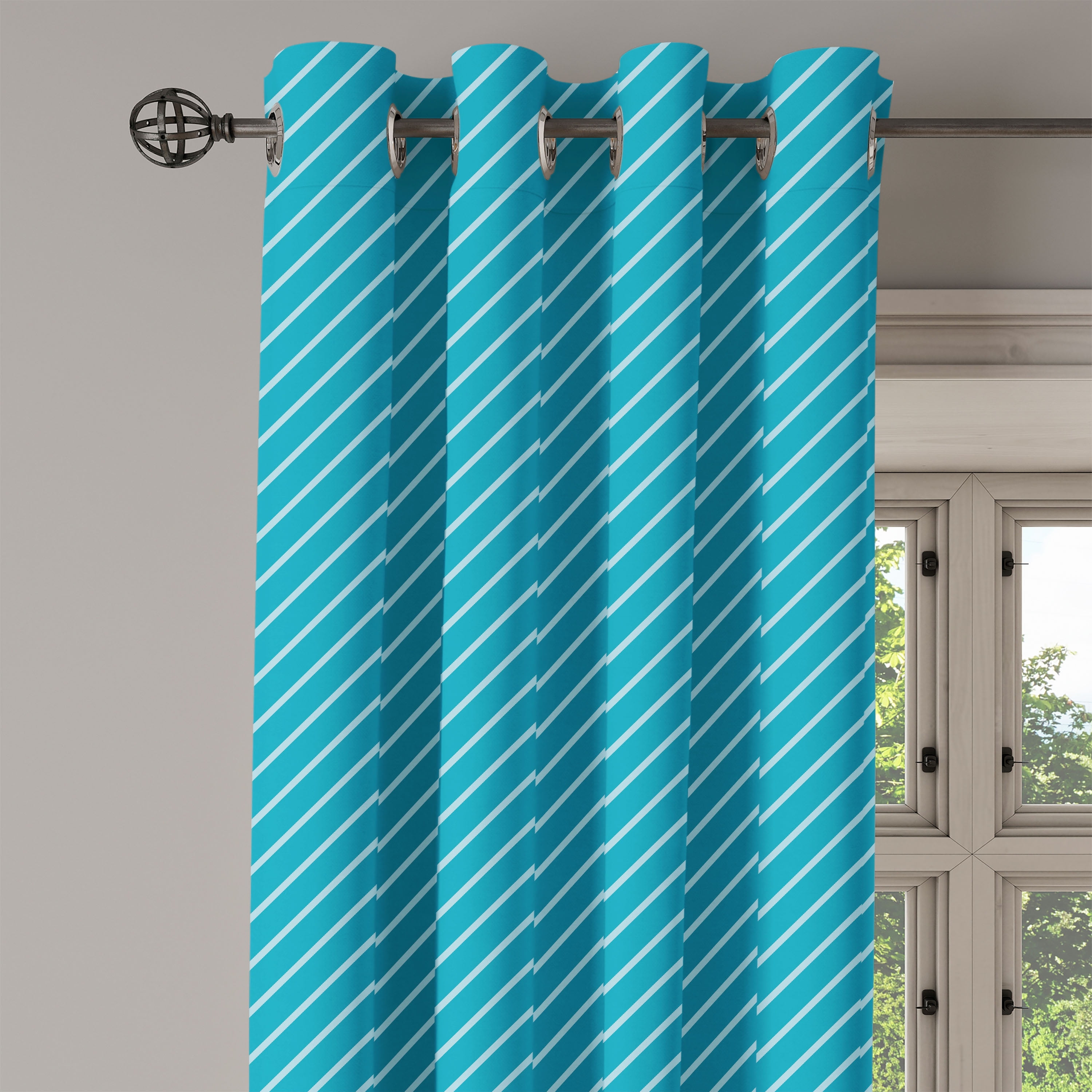 Ambesonne Geometric Grommet Curtain Single Panel, Striped Cruise Colors ...