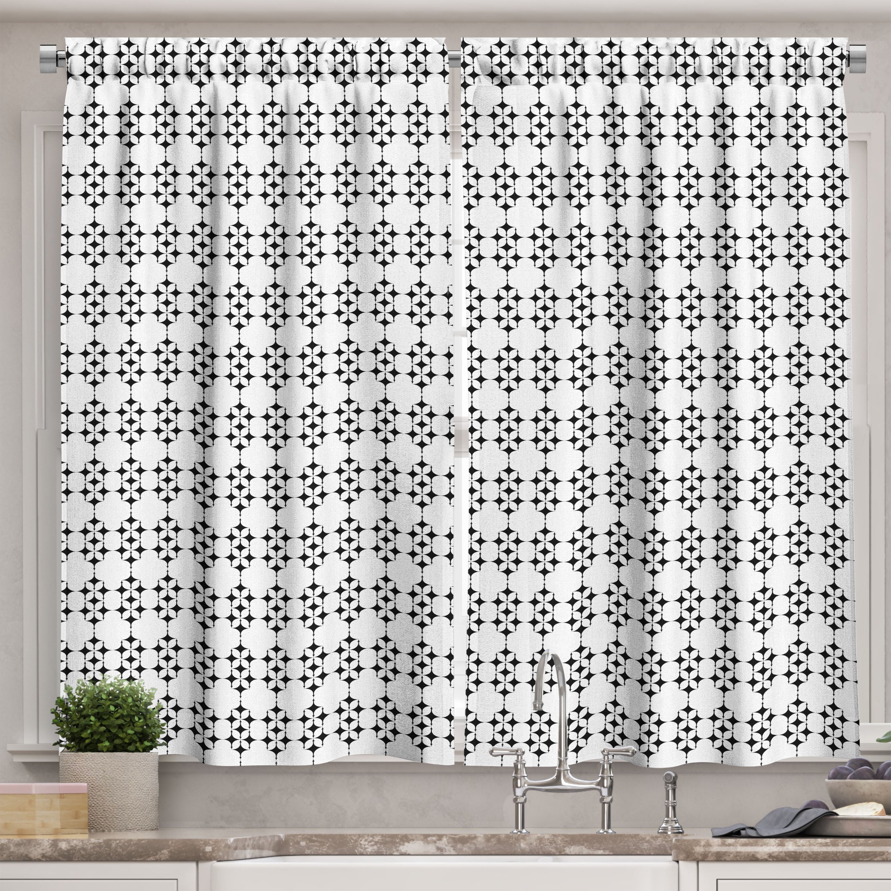 Ambesonne Geometric Kitchen Curtains, Arrow Head-Like Shapes, 55"x45 ...