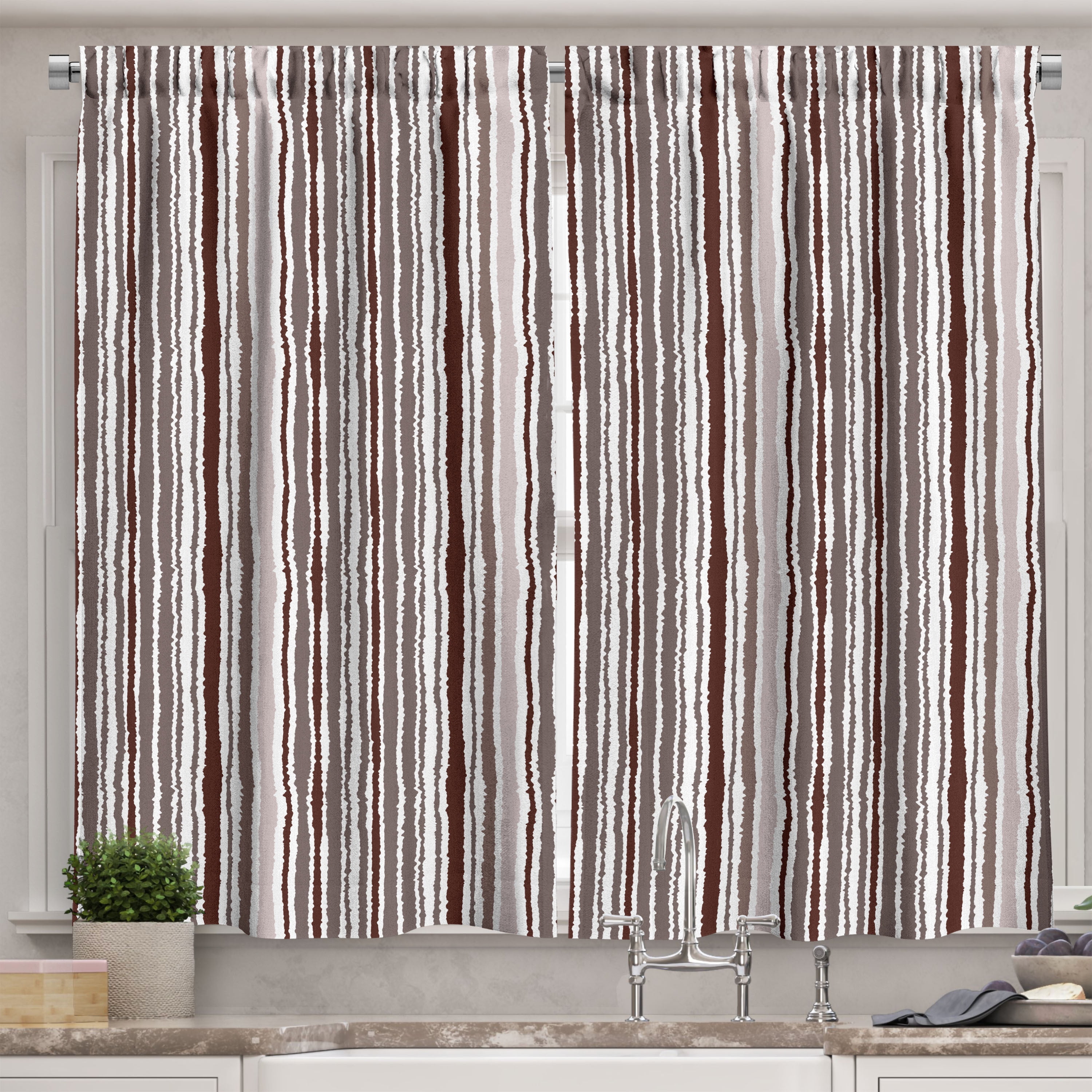 Ambesonne Geometric Kitchen Curtains, Torn Paper Shred Edge, 55"x39 ...