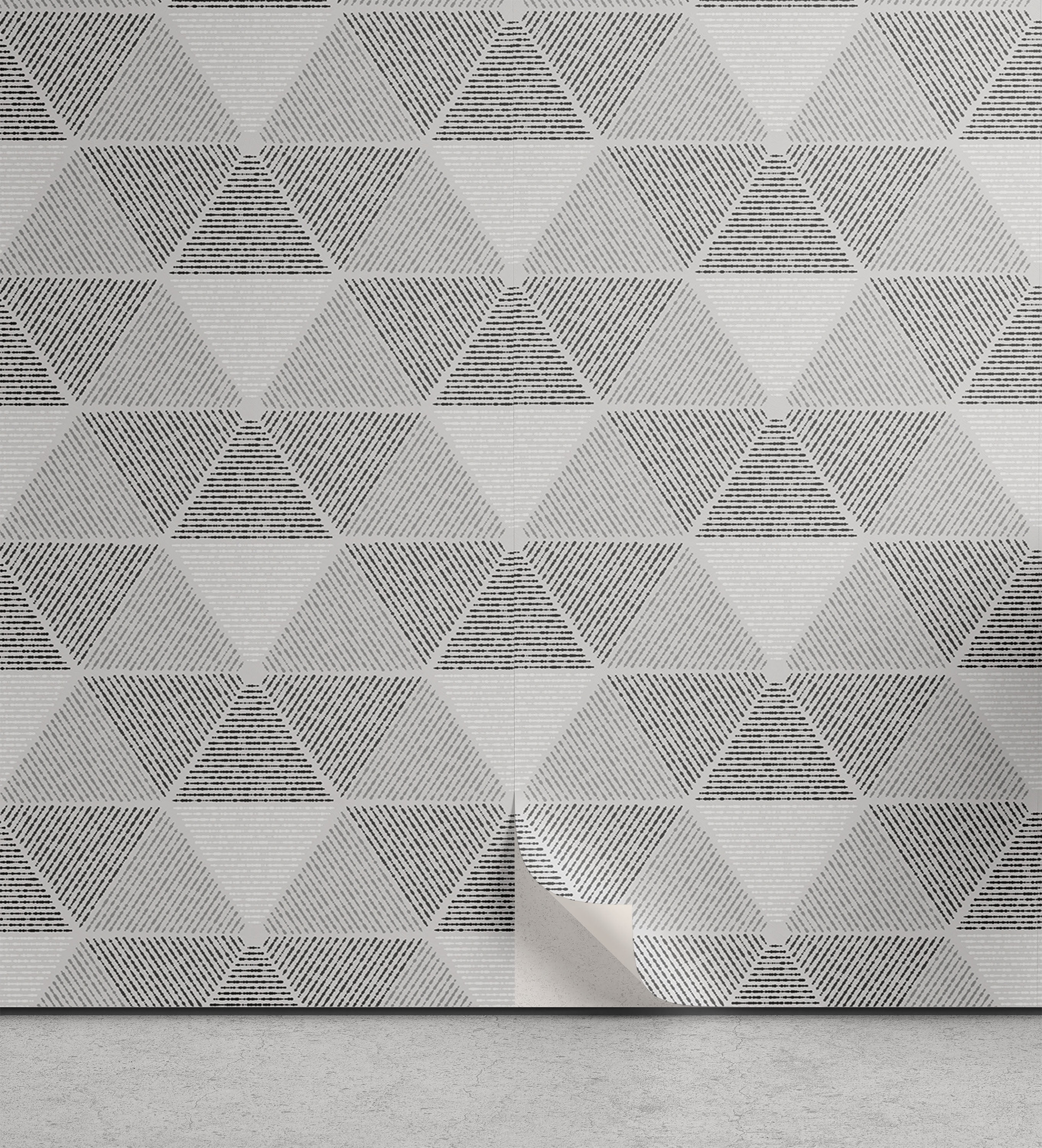Ambesonne Geometric Peel & Stick Wallpaper for Home, Grungy Greyscale ...