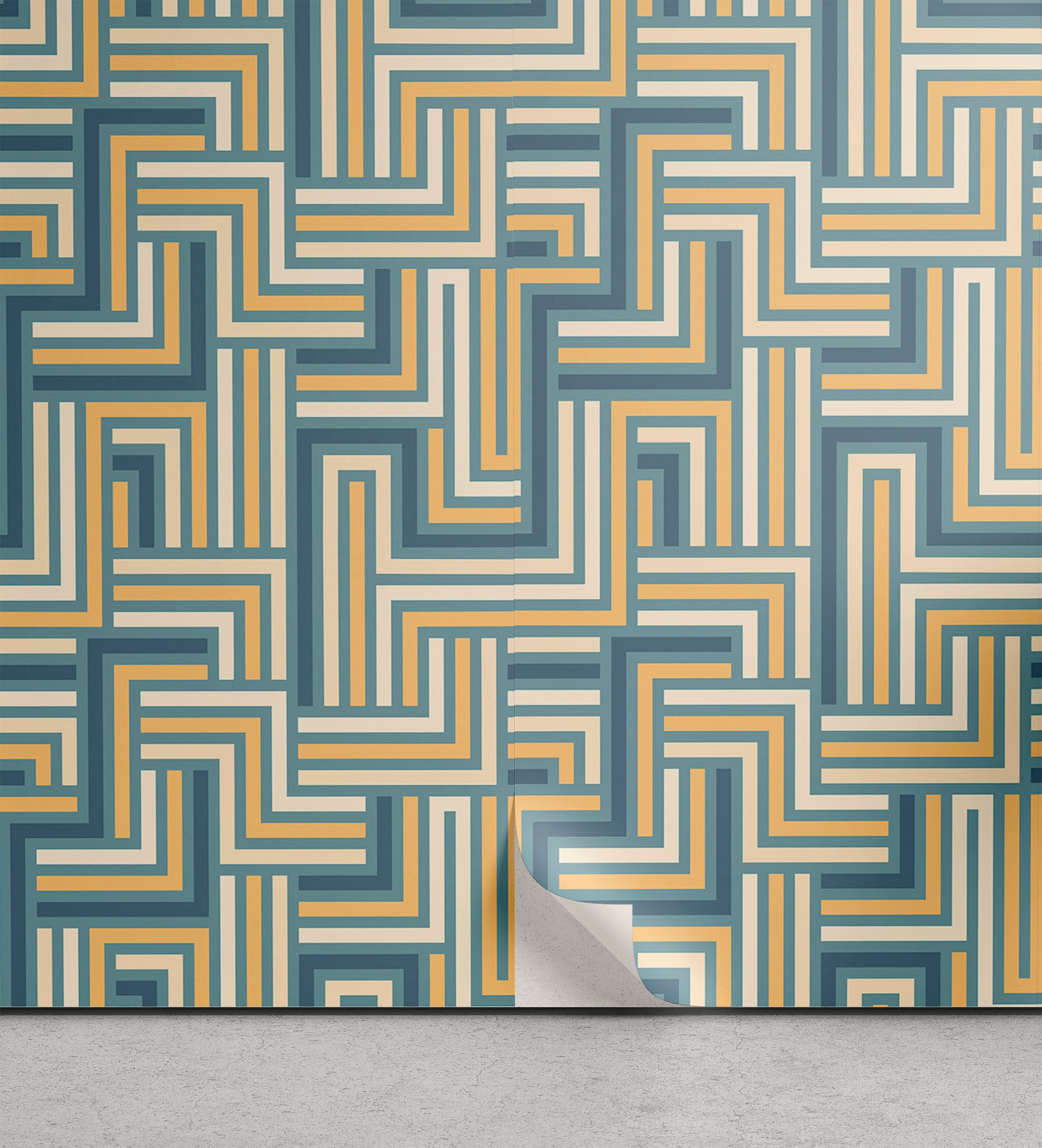 Ambesonne, Geometric Peel & Stick Wallpaper for Home, Retro Maze ...