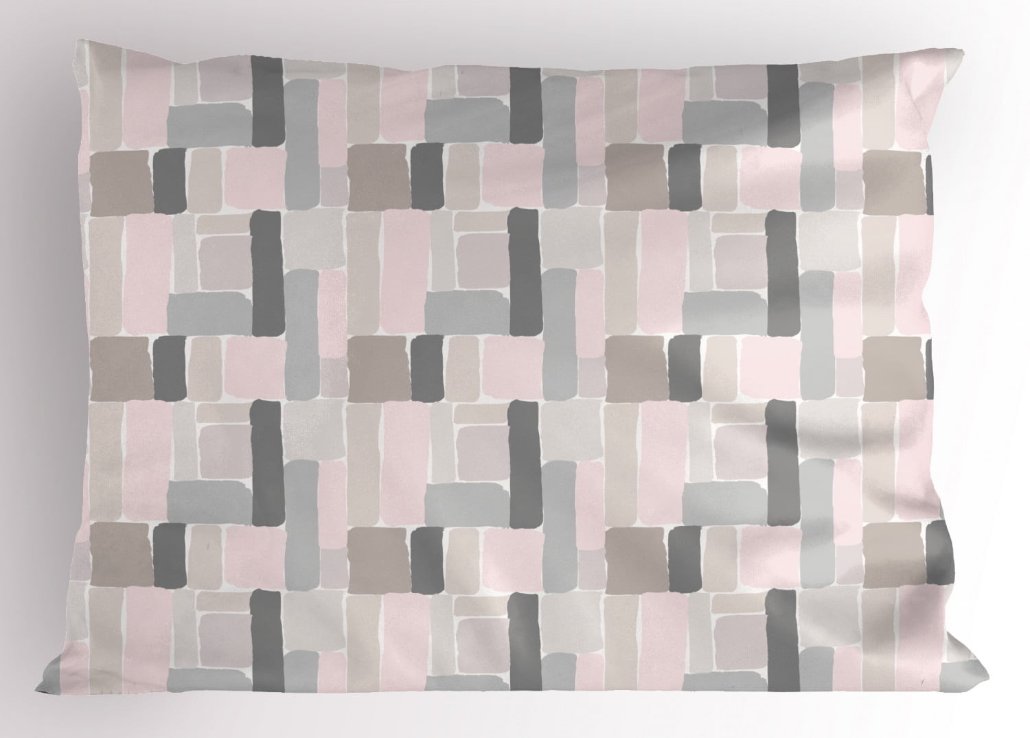 Ambesonne Geometric Pillow Sham, Brush Stroked Blocks, 26" X 20 ...