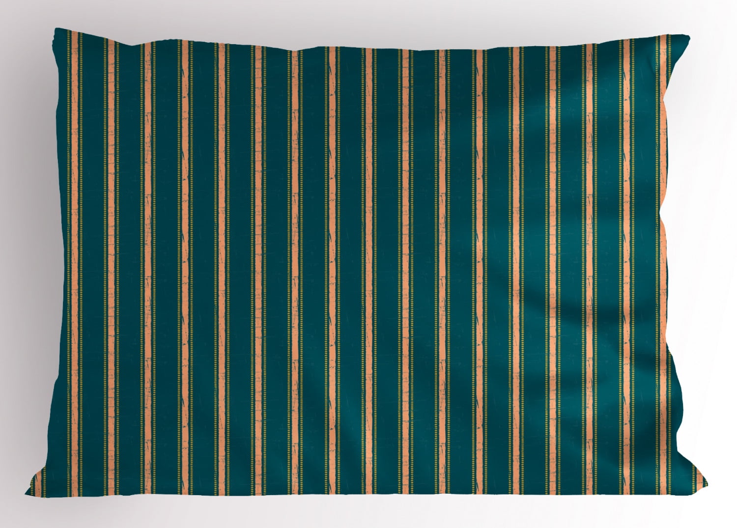 Ambesonne Geometric Pillow Sham, Grungy Stripes Dots, 26" X 20", Dark ...
