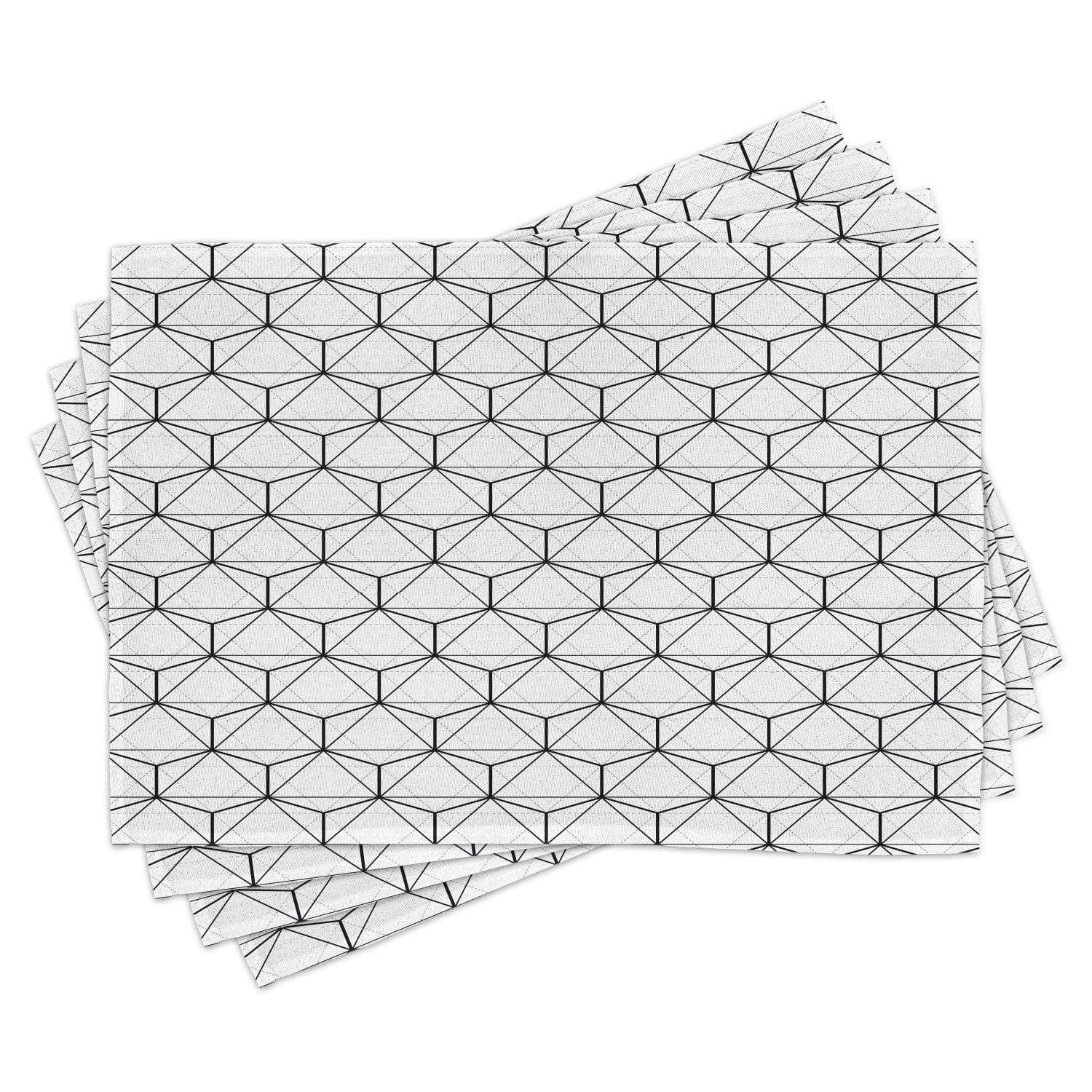 Ambesonne Geometric Place Mats Set of 4, Abstract Lines Strip, Standard ...