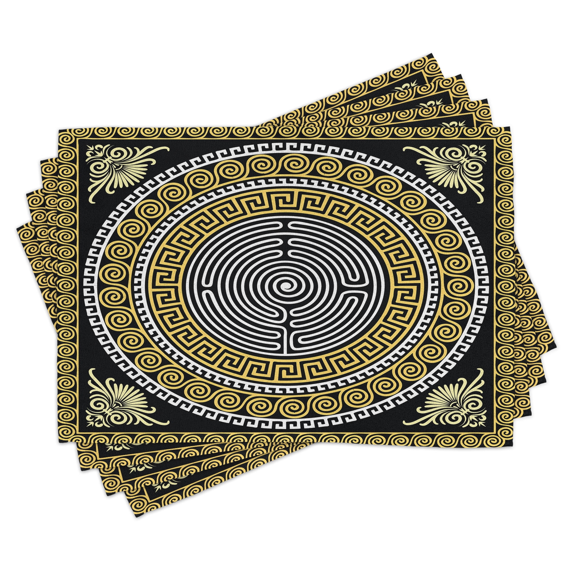 Ambesonne Geometric Place Mats Set of 4, Classical Intricate Lines ...