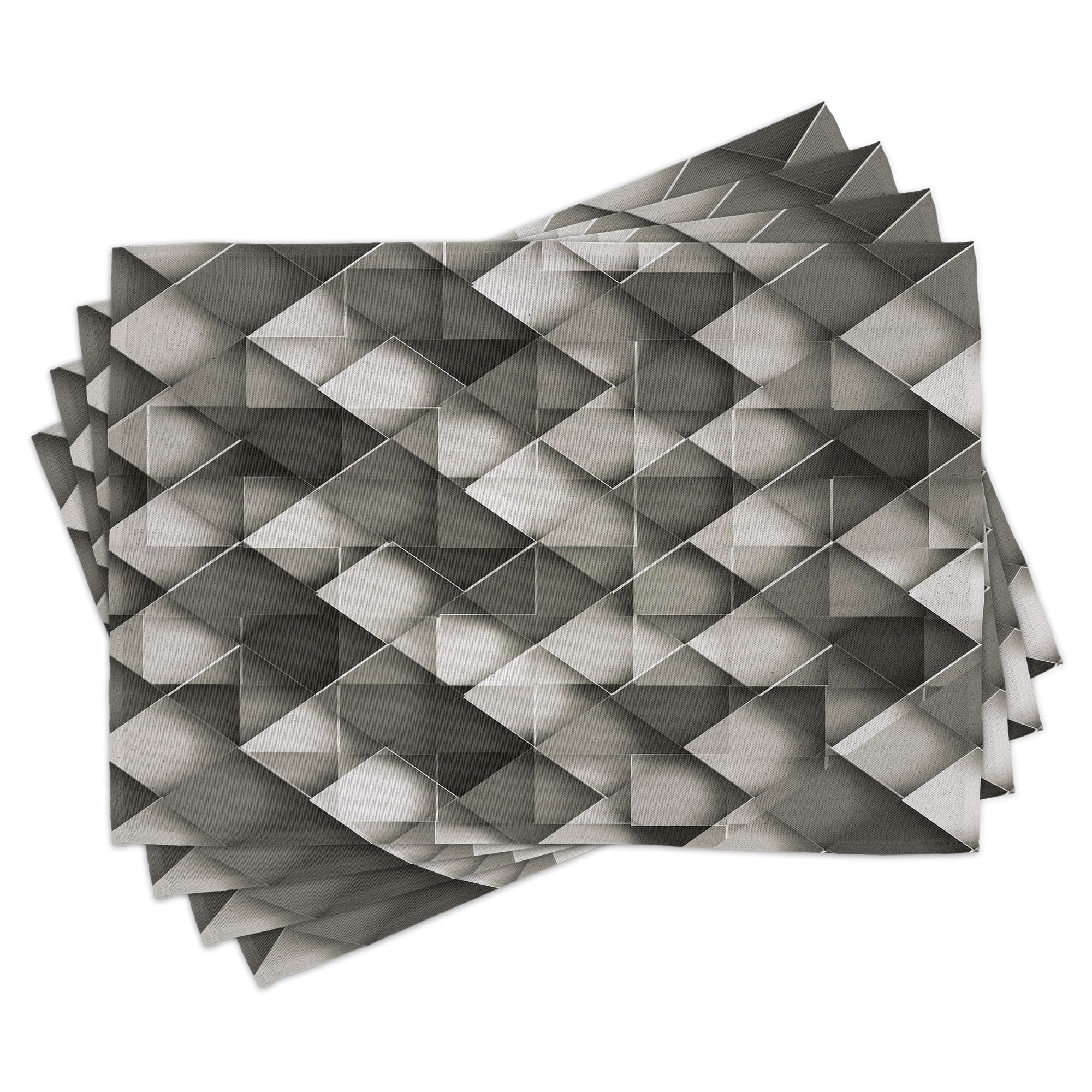Ambesonne Geometric Place Mats Set of 4, Grey Ombre Squares, Standard ...
