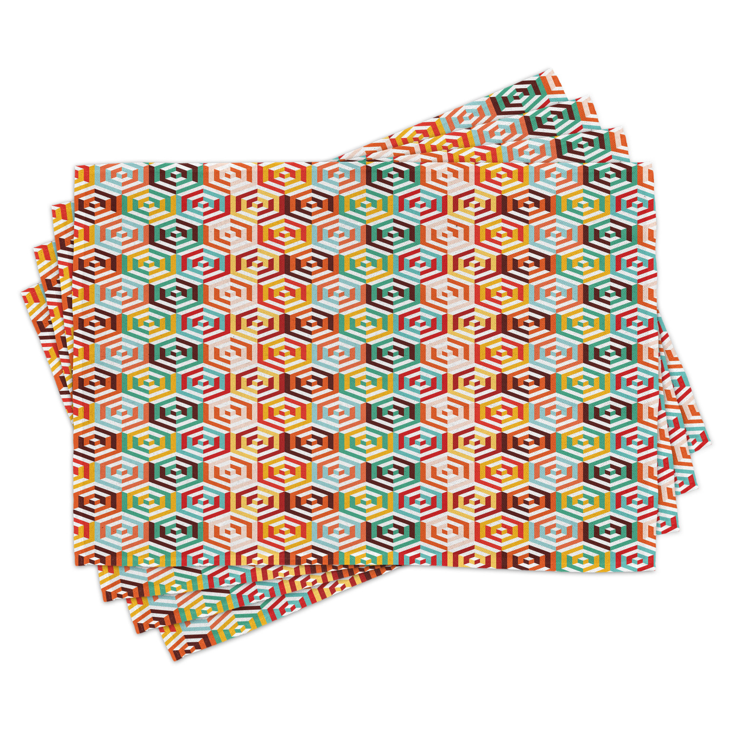 Ambesonne Geometric Place Mats Set of 4, Hexagonal Shape Retro ...