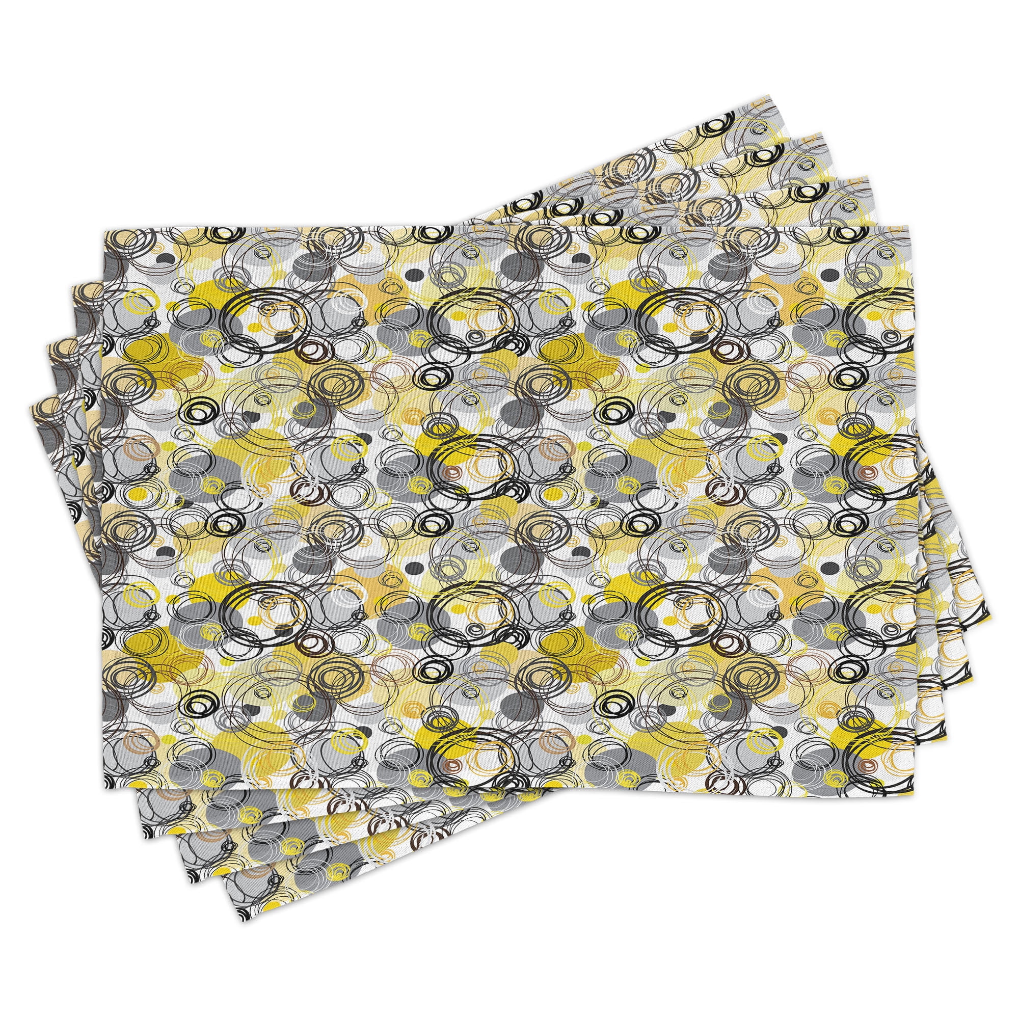 Ambesonne Geometric Place Mats Set of 4, Sketchy Circles, Standard Size ...