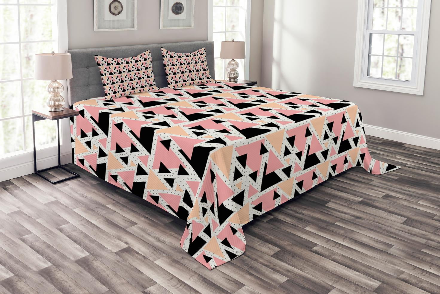 Ambesonne Geometric Quilted Bedspread Set 3 Pcs, Modern Doodle Art ...