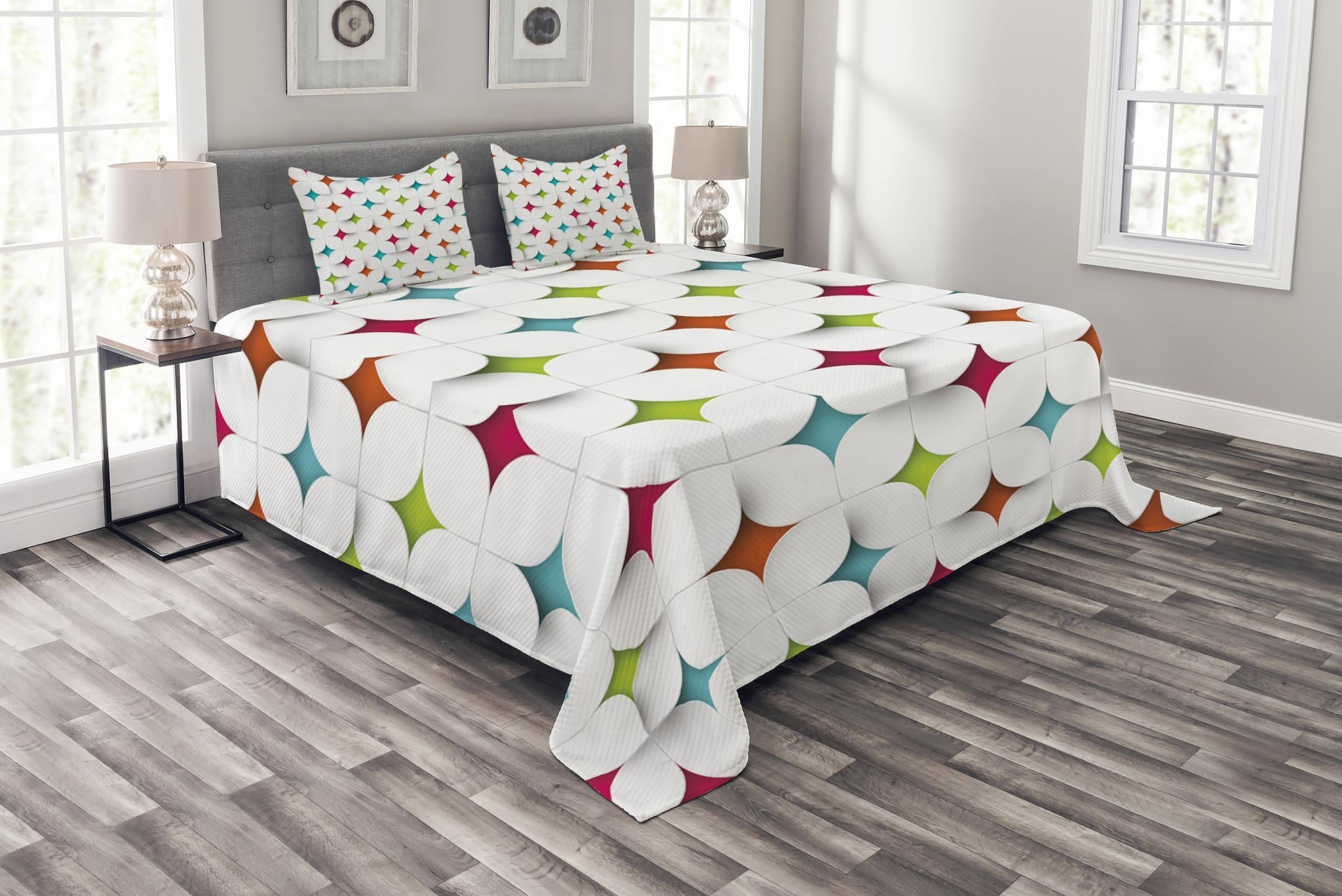 Ambesonne Geometric Quilted Bedspread Set 3 Pcs, Modern Graphic Mosaic ...