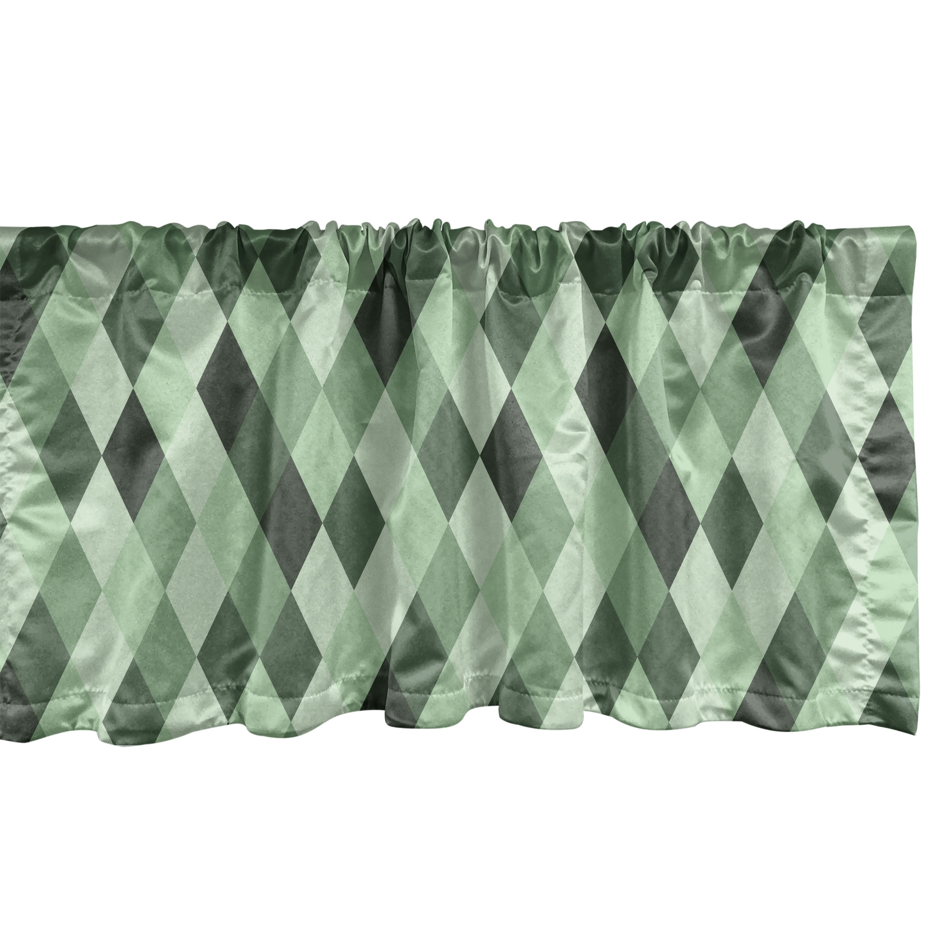 Ambesonne Geometric Rhombus Window Valance, Green Hues Argyle, 54" X 12 ...