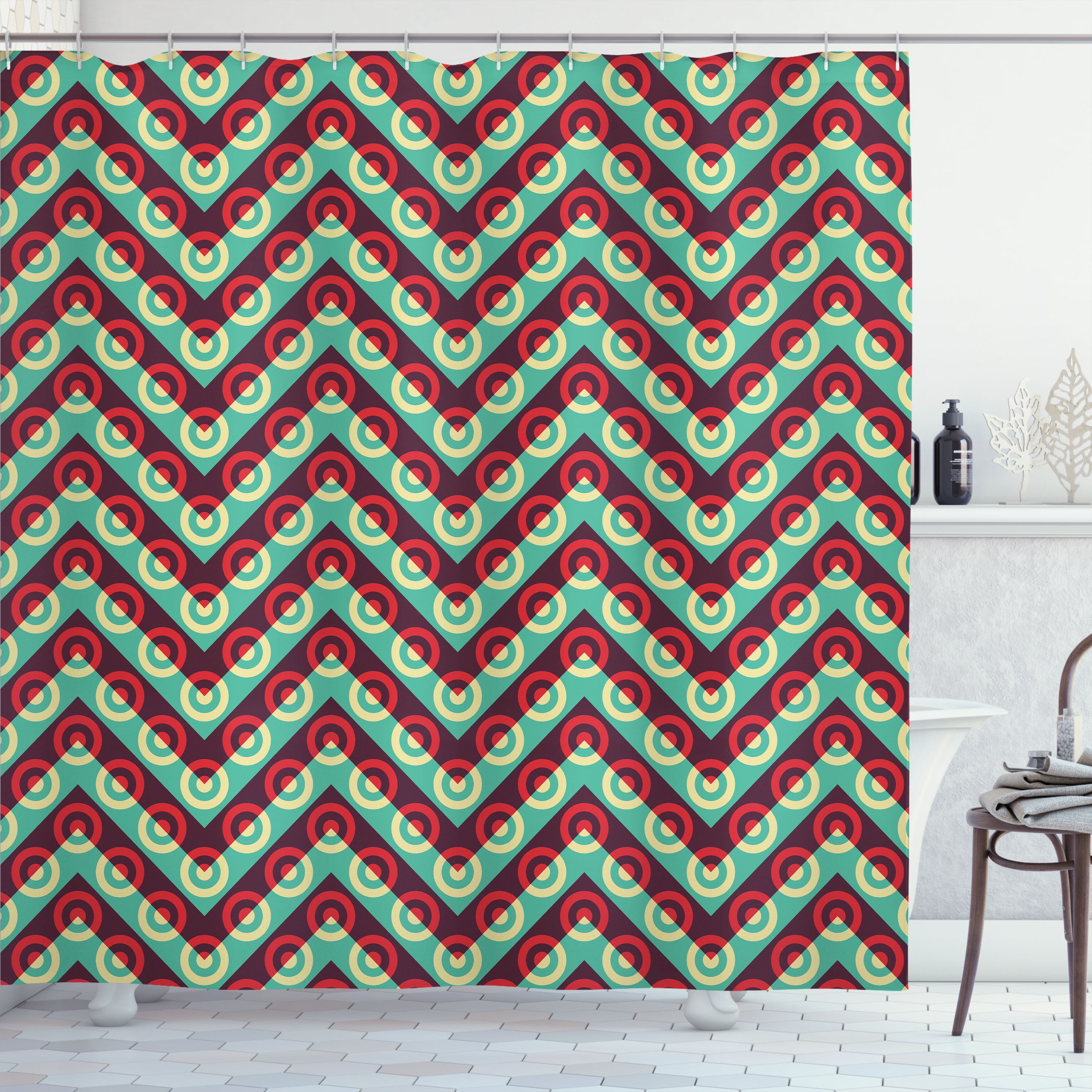 Ambesonne Geometric Shower Curtain, 50s Retro Pop Art, 69"Wx70"L ...