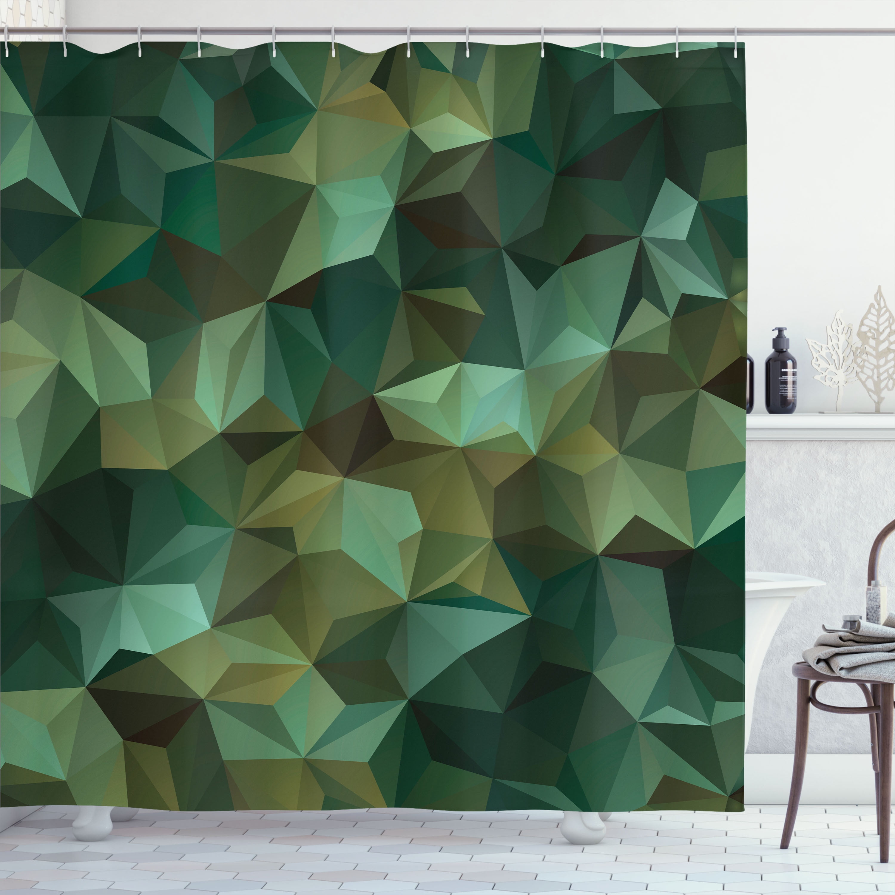 Ambesonne Geometric Shower Curtain, Abstract Camo Design Art, 69"Wx84"L ...