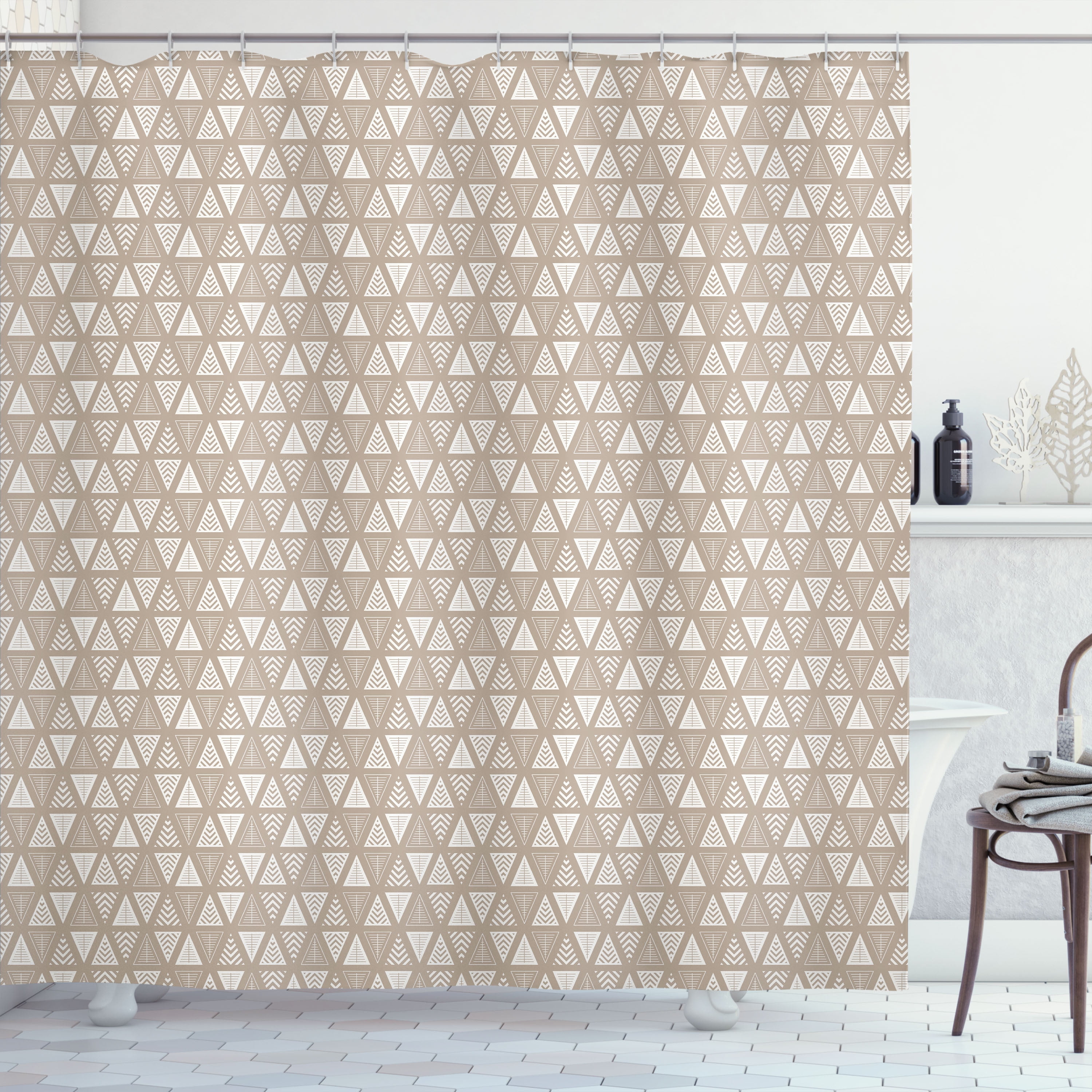 Ambesonne Geometric Shower Curtain Abstract Neutral Triangle 69wx75