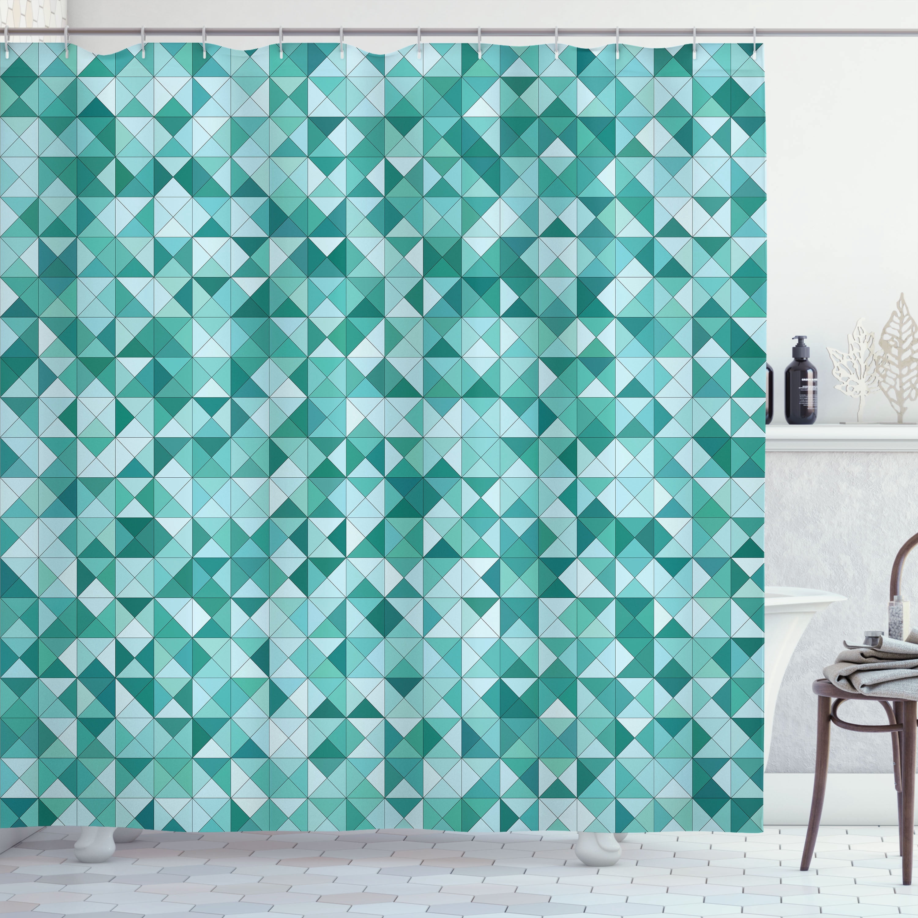 Ambesonne Geometric Shower Curtain, Triangle Mosaic Shape, 69"Wx70"L ...