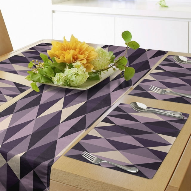 Ambesonne Geometric Table Runner & Placemats, Abstract Style Triangles ...