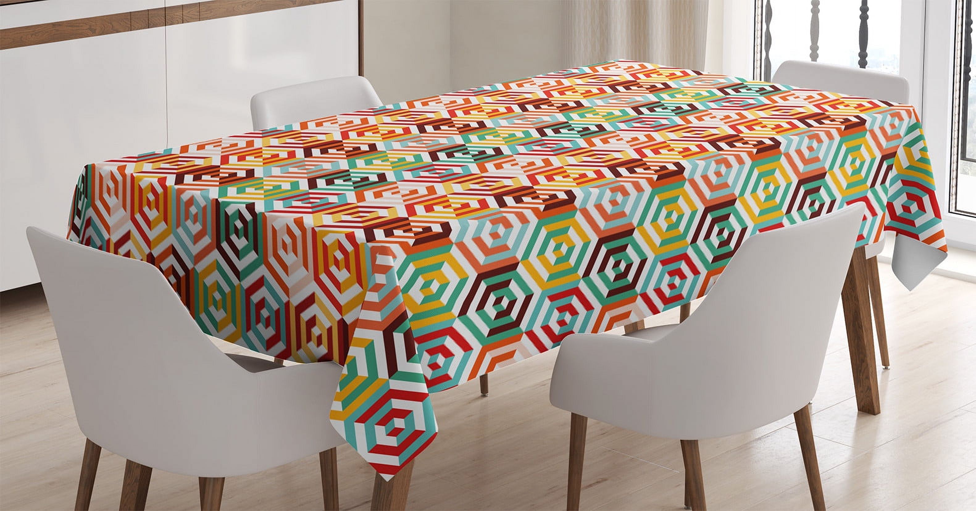 Ambesonne Geometric Tablecloth Rectangular Table Cover, Hexagonal Shape ...
