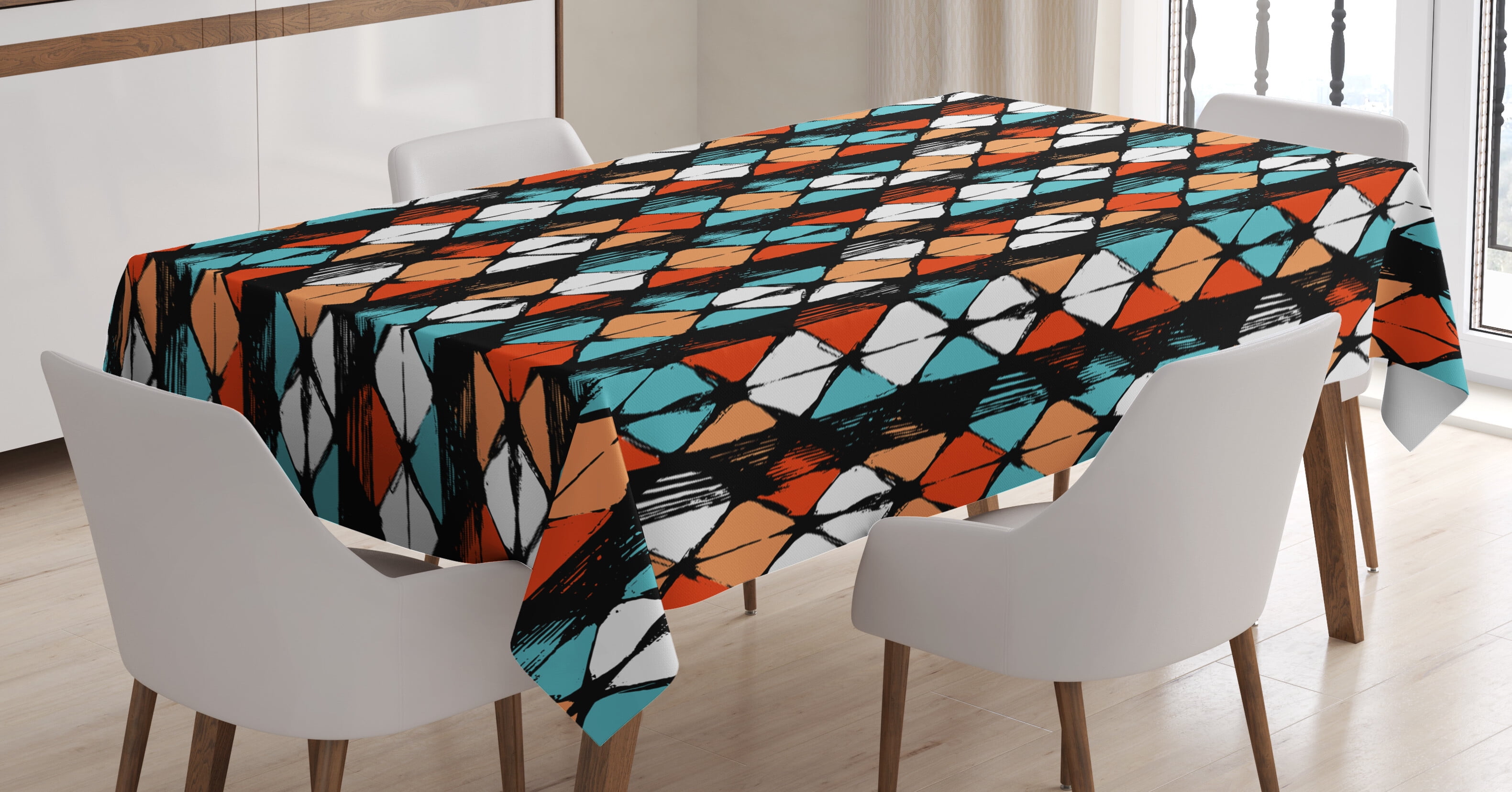 Ambesonne Geometric Tablecloth Rectangular Table Cover, Modern Hexagon ...