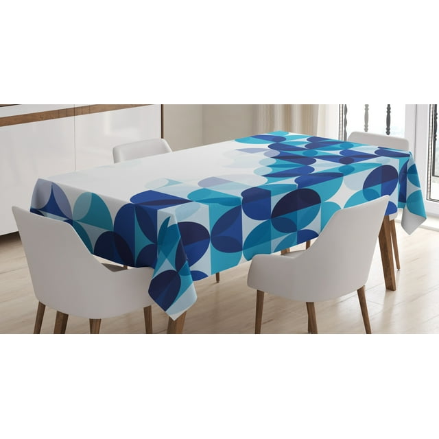 Ambesonne Geometric Tablecloth Rectangular Table Cover, Modern White ...
