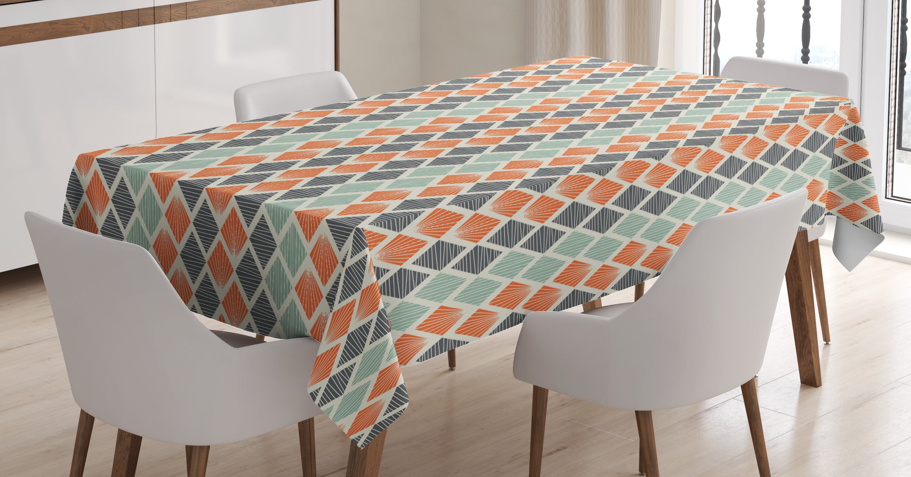 Ambesonne Geometric Tablecloth Rectangular Table Cover, Rhombs with ...