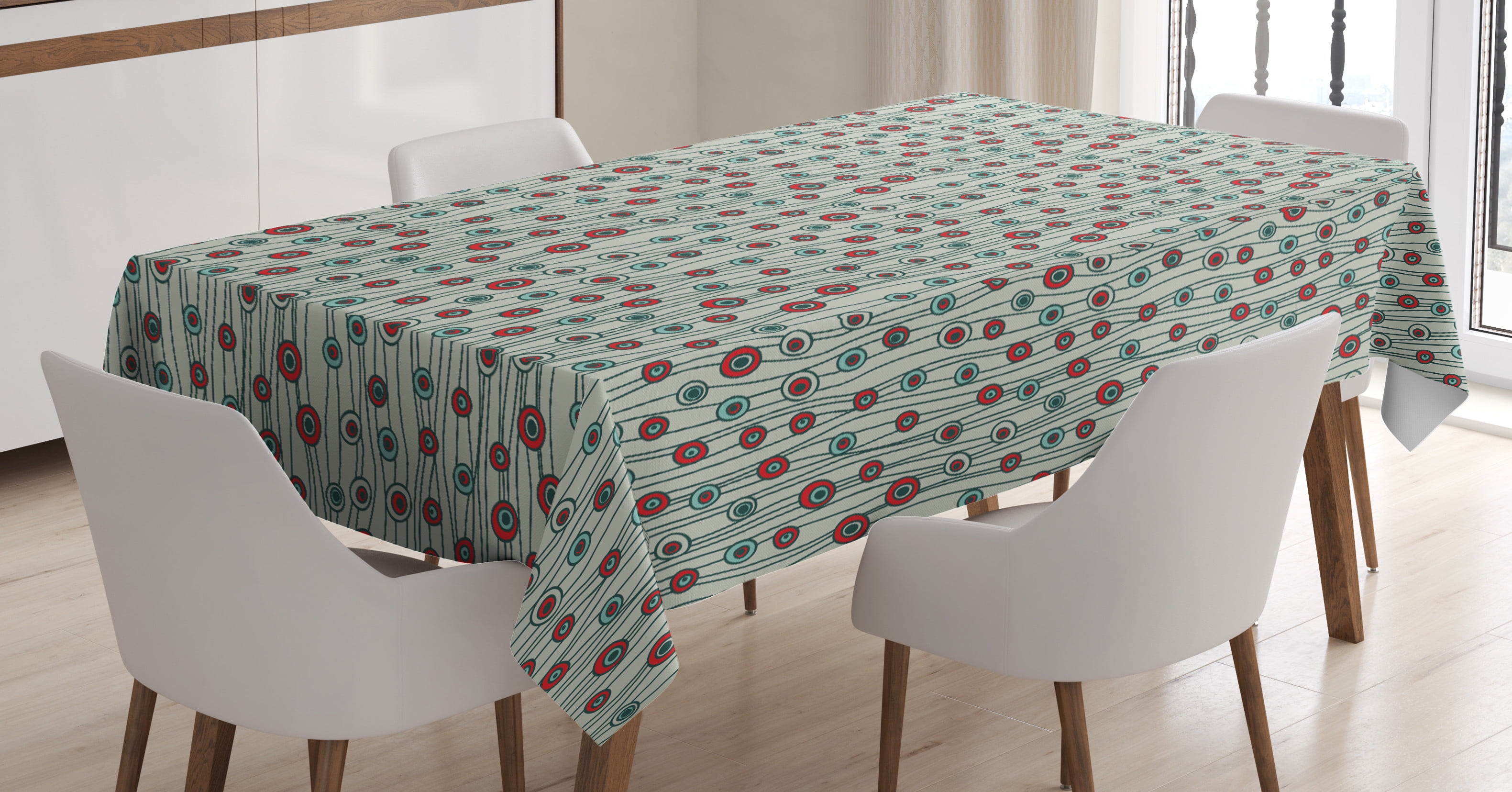 Ambesonne Geometric Tablecloth Rectangular Table Cover, Thin Lines with ...