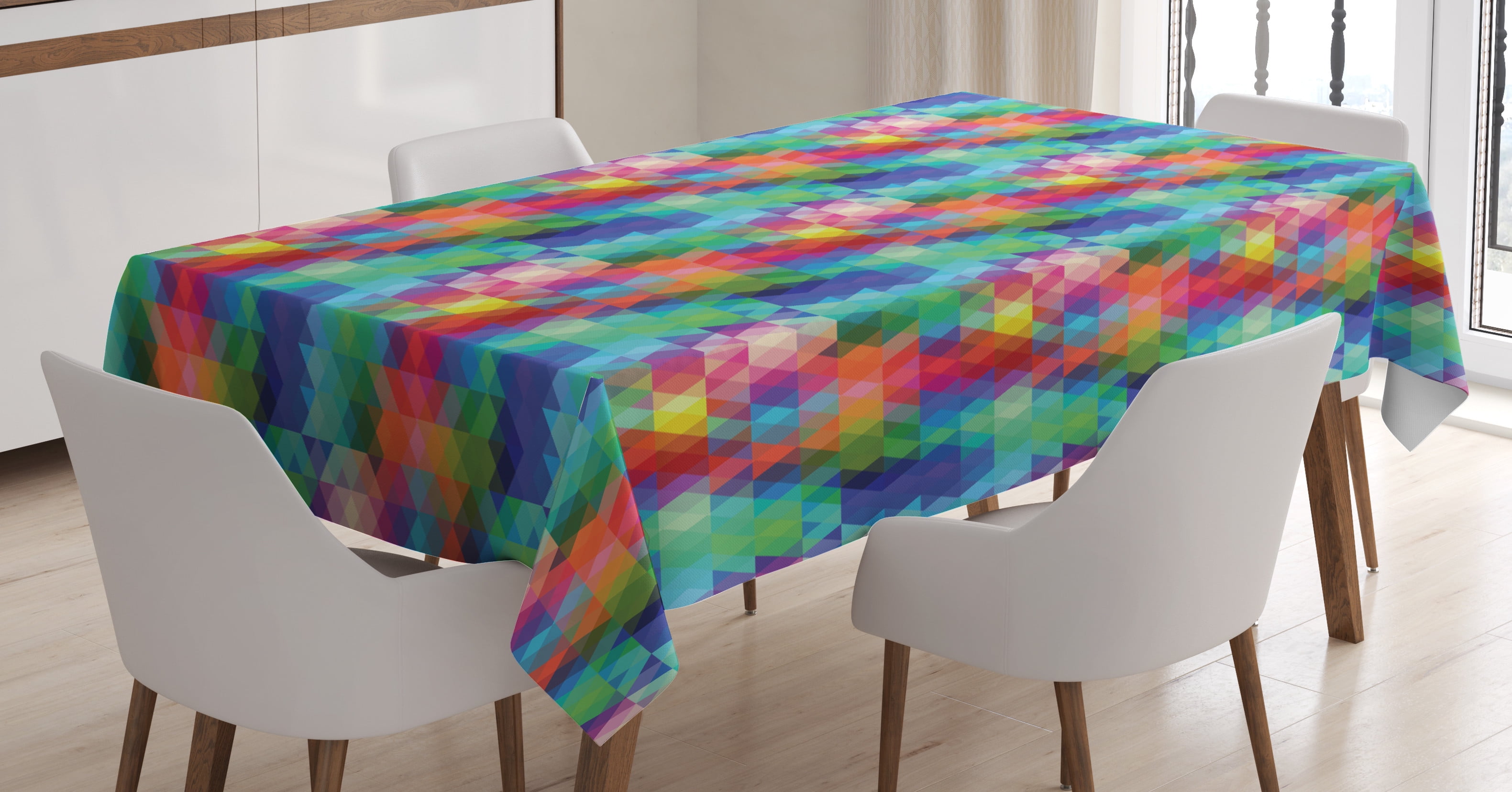 Ambesonne Geometric Tablecloth Rectangular Table Cover, Triangles, 60 ...
