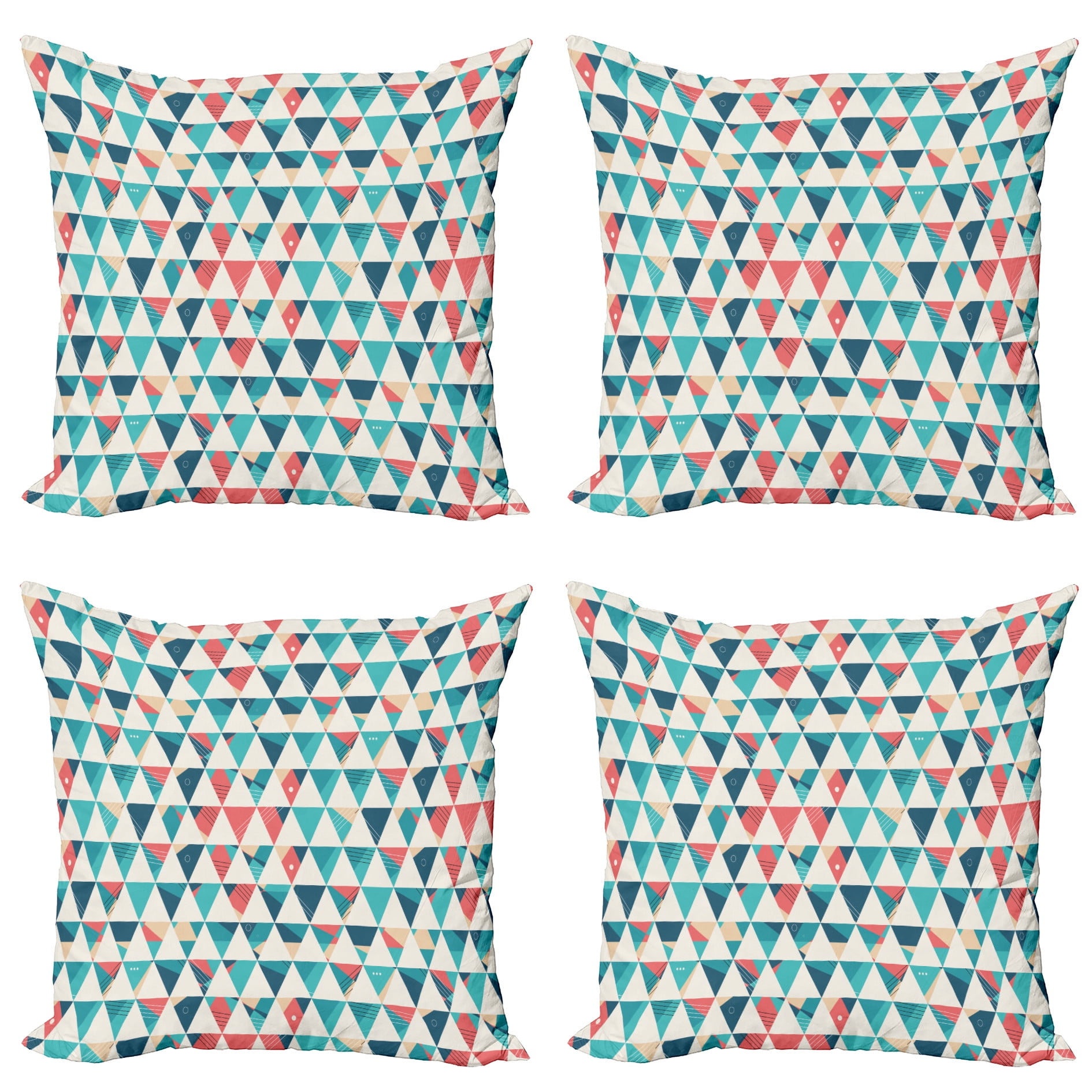 Ambesonne Geometric Throw Pillow Cover 4 Pack, Triangle Hexagons, 16 ...