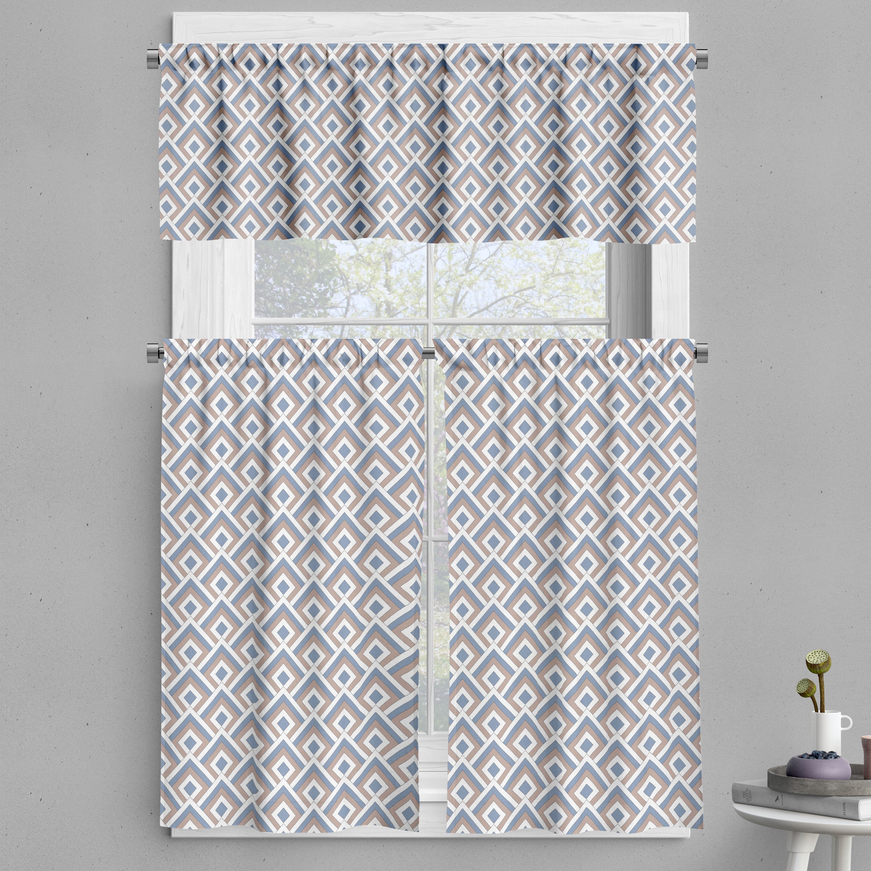Ambesonne Geometric Valance & Curtain, Modern Nested Squares, 55"x45 ...